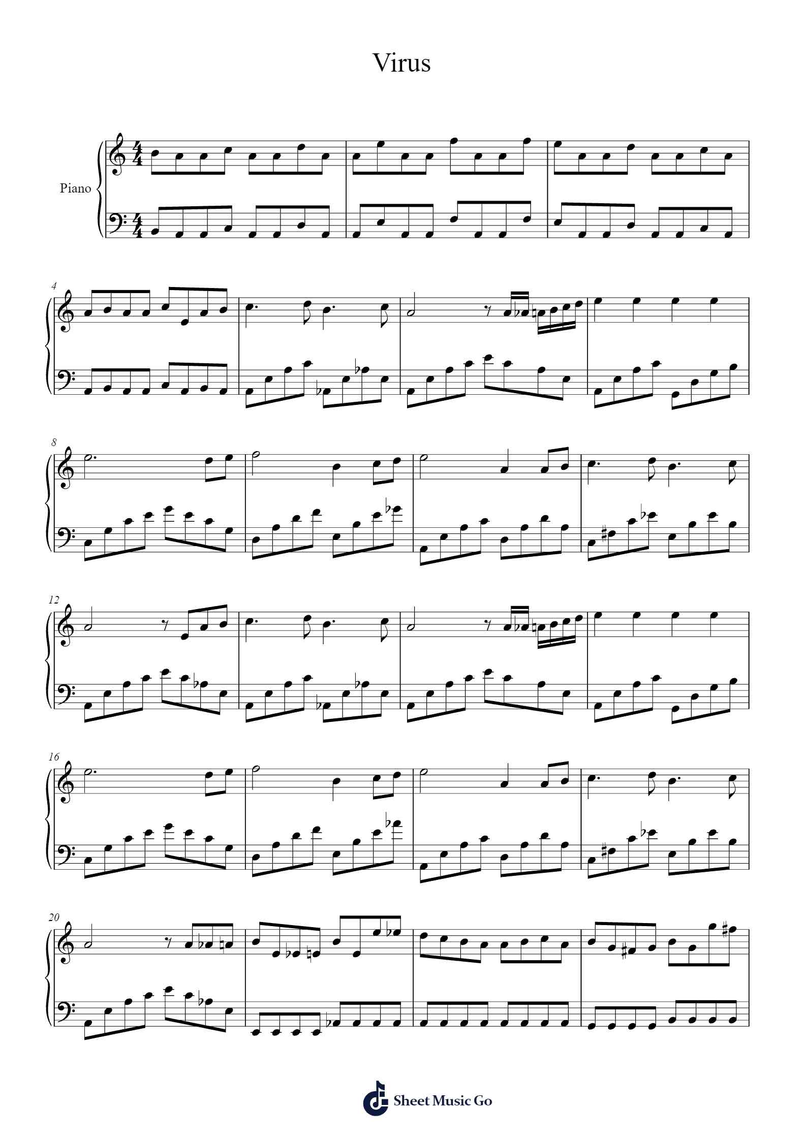 Virus Sheet Music by BanYa-Arr.Jackbing Priceliot
