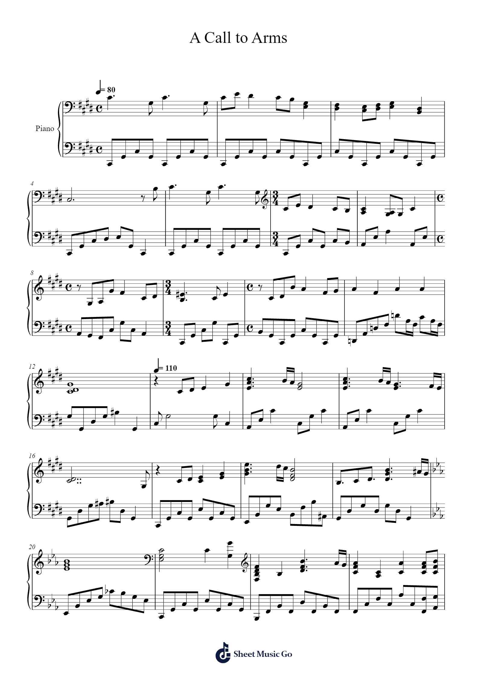 Partitura de A Call to Arms de Russel Brower - Arreglada por Beerthune