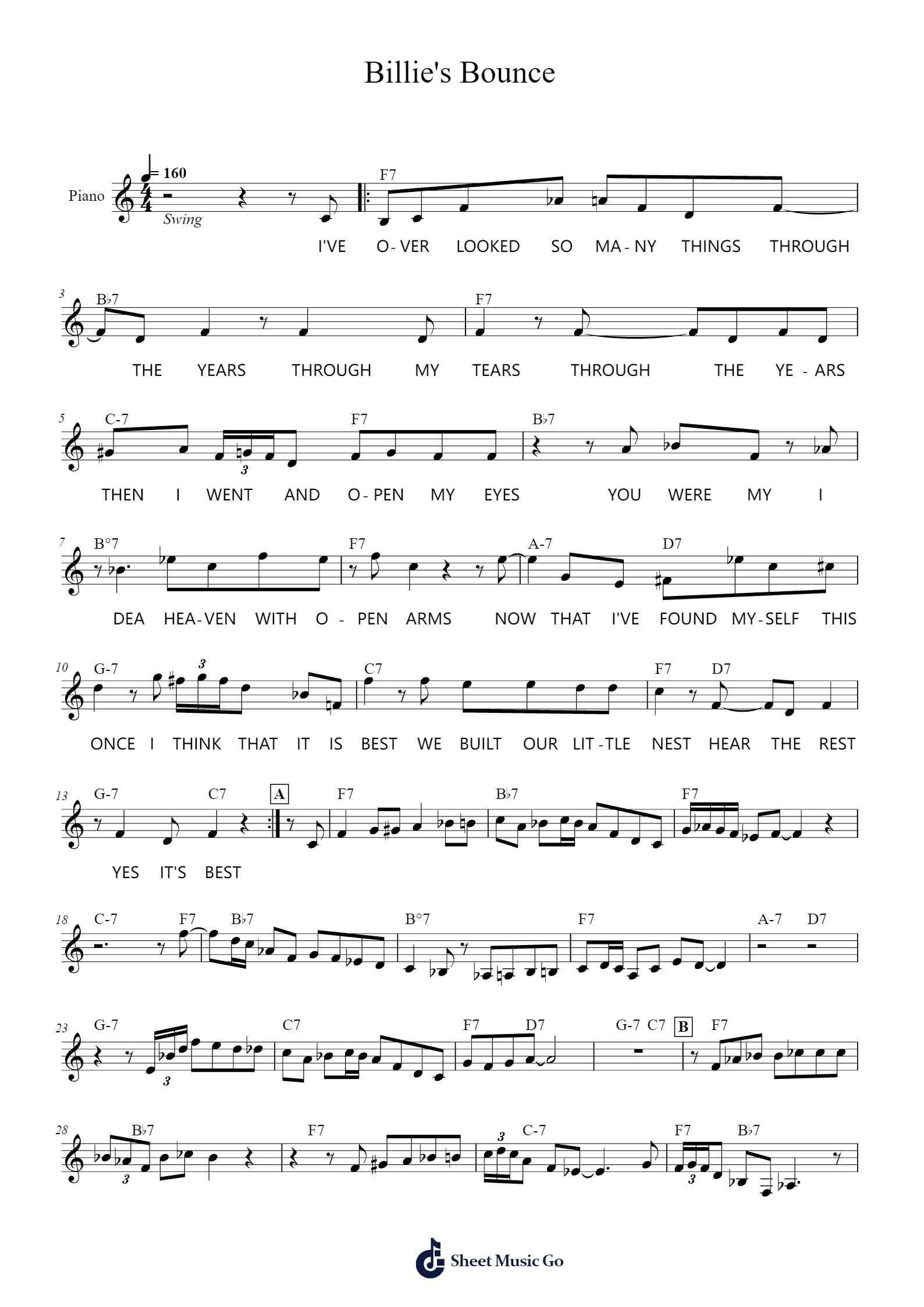 Billie's Bounce Sheet Music by Charlie Parker-Arr.Fasil Murseph