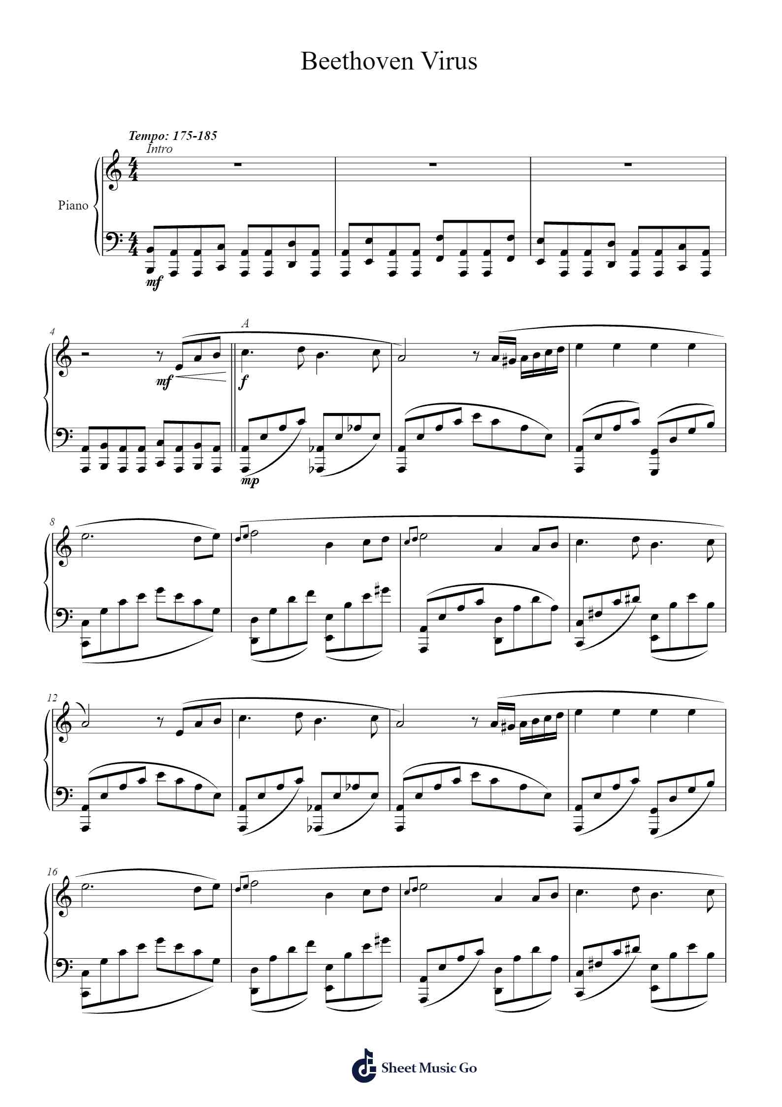 Beethoven Virus Sheet Music by Ludwig van Beethoven-Arr.Hewkay Brewstience