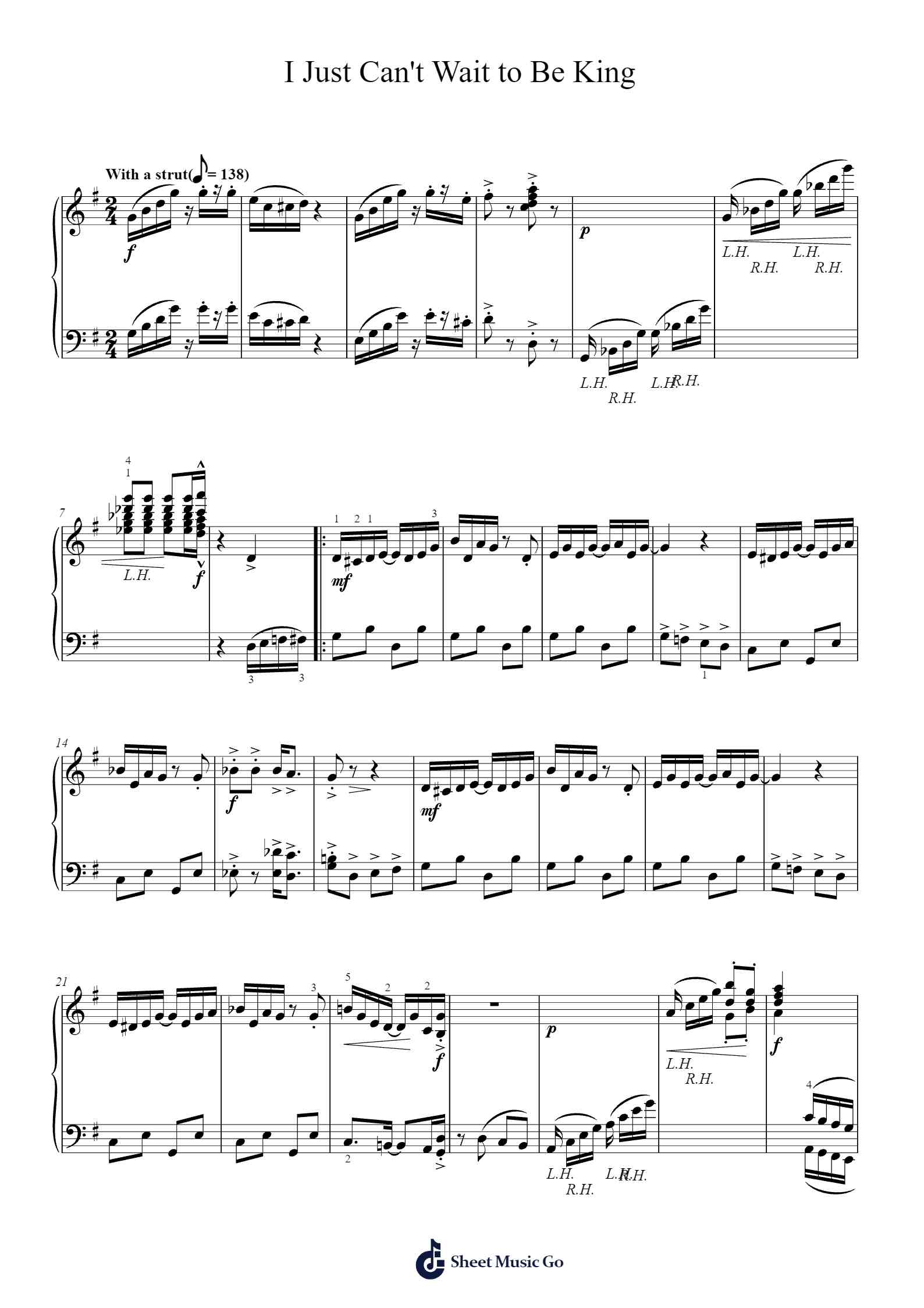 I Just Can't Wait to Be King Sheet Music by Elton John-Arr.Maudtance ...