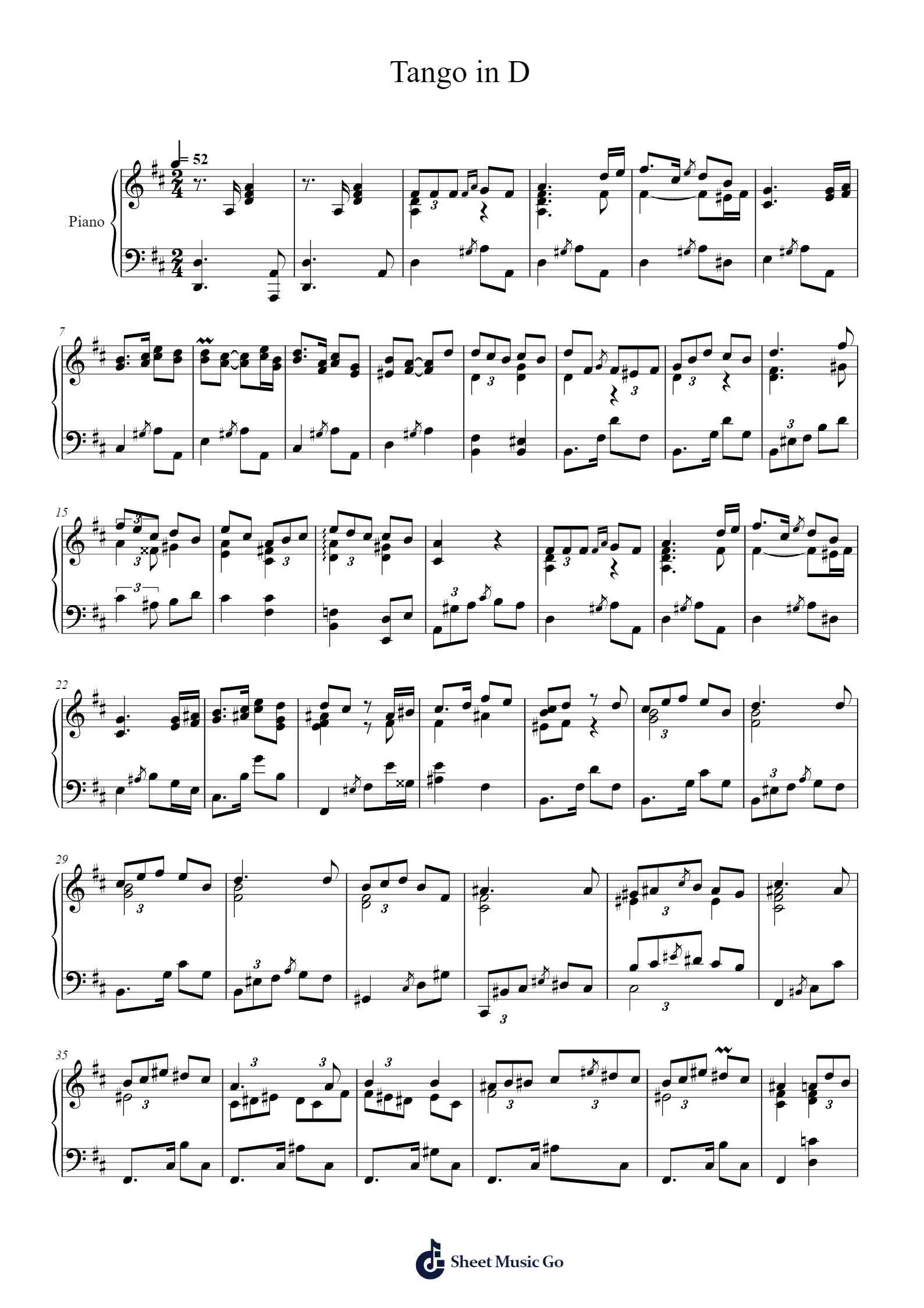 Tango in D Spartito di Isaac Albéniz-Arr.Boycegold