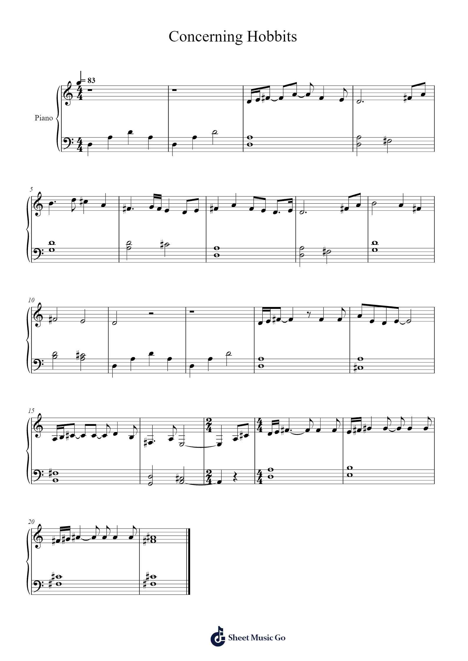 Concerning Hobbits Sheet Music by Howard Shore-Arr.Lamhugh Hoorid