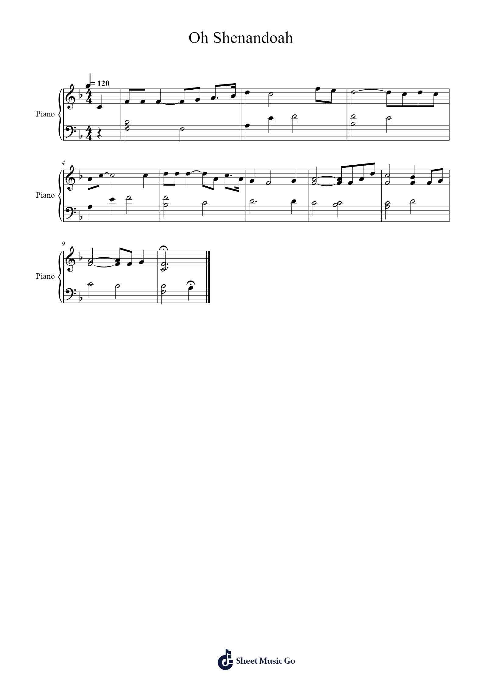 Shenandoah Sheet Music by Traditional-Arr.Greydre Keithburne