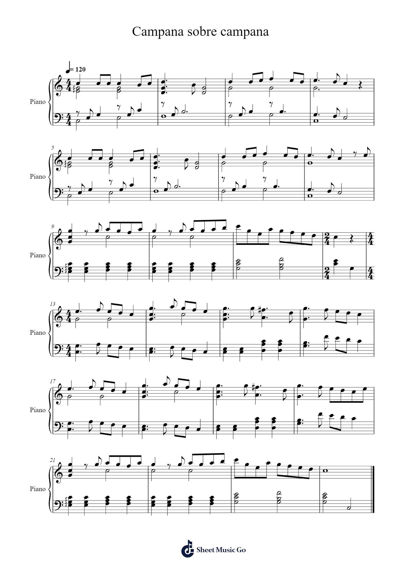 Campana sobre campana Noten von Spanish Traditional-Arr.Earmay