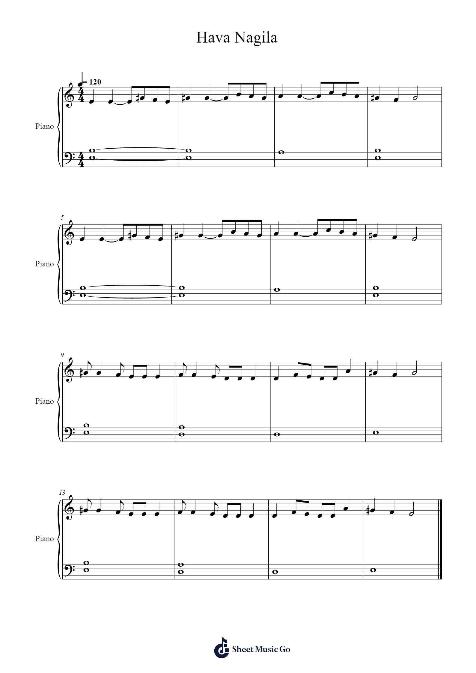 Hava Nagila Partition par Abraham Z. Idelsohn - Arr. Mickmin