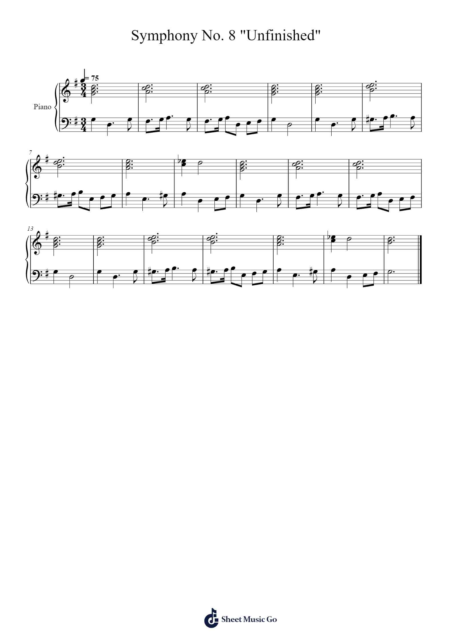 Unfinished Symphony Sheet Music by Franz Schubert-Arr.Mcdel Auriah