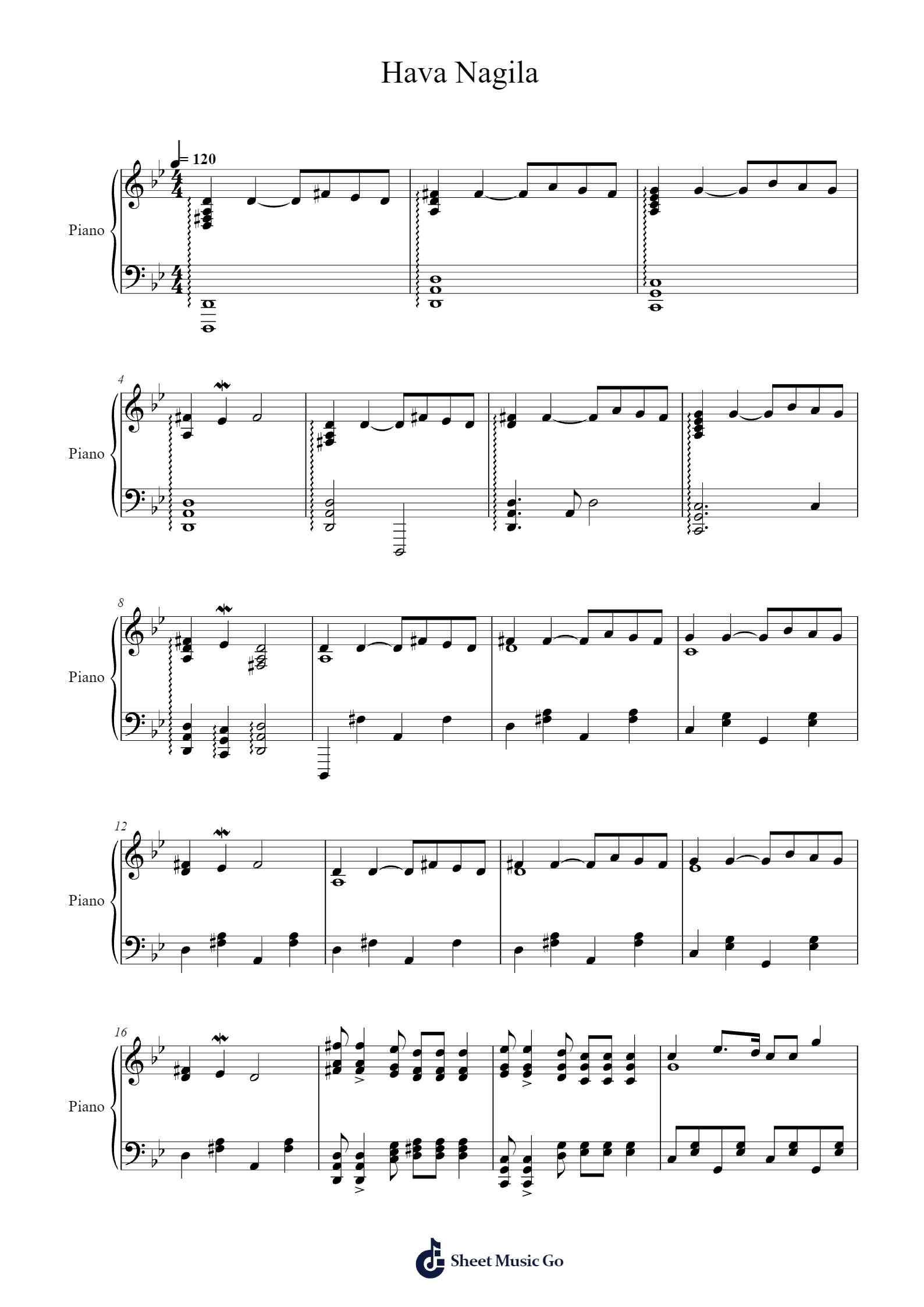 Hava Nagila Partition par Abraham Z. Idelsohn - Arr. Mickmin