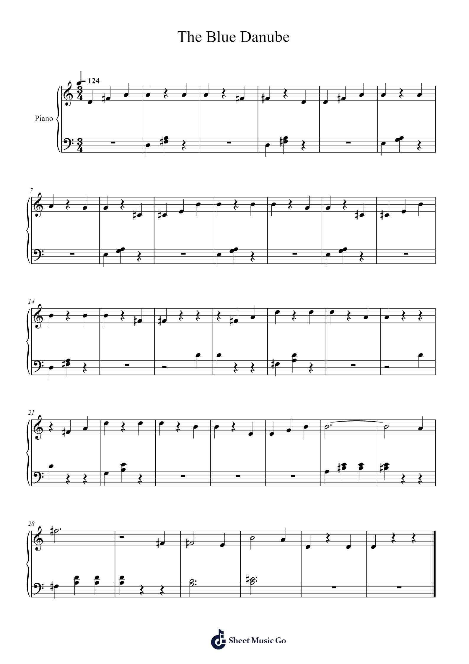 How to Play The Blue Danube by Johann Strauss II - Beginner Piano Lessons|SheetMusicGo