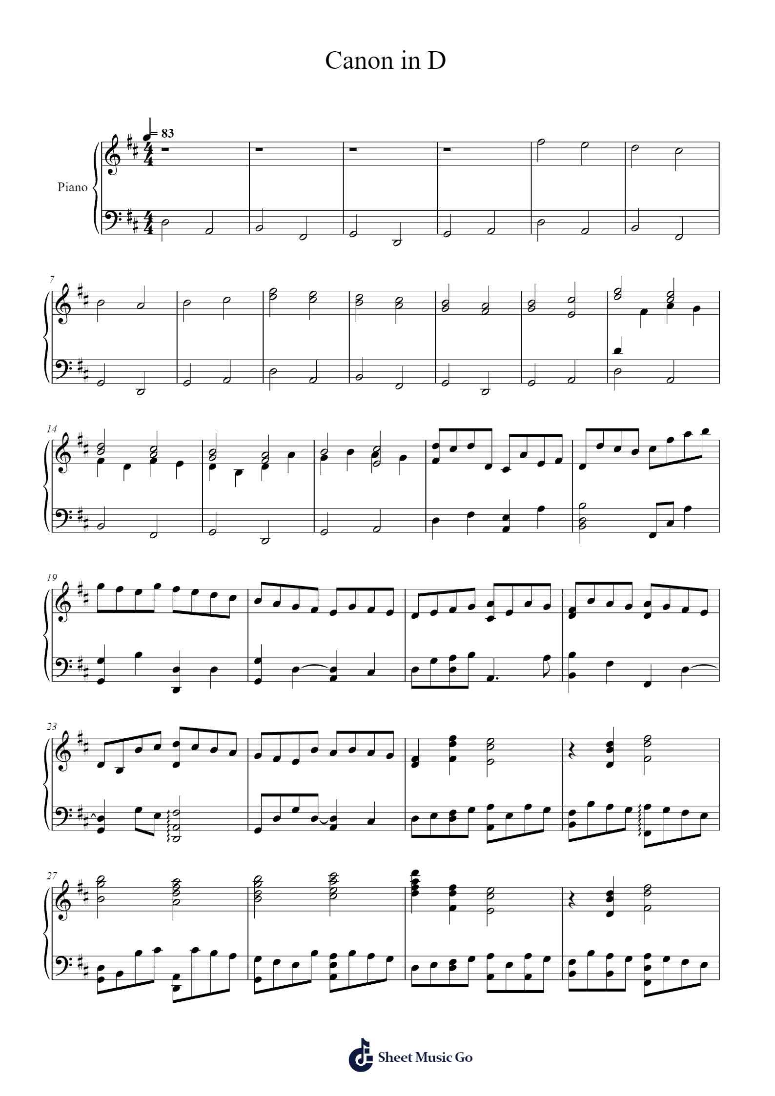 How to Play Canon in D by Johann Pachelbel - Professional Piano Lessons ...