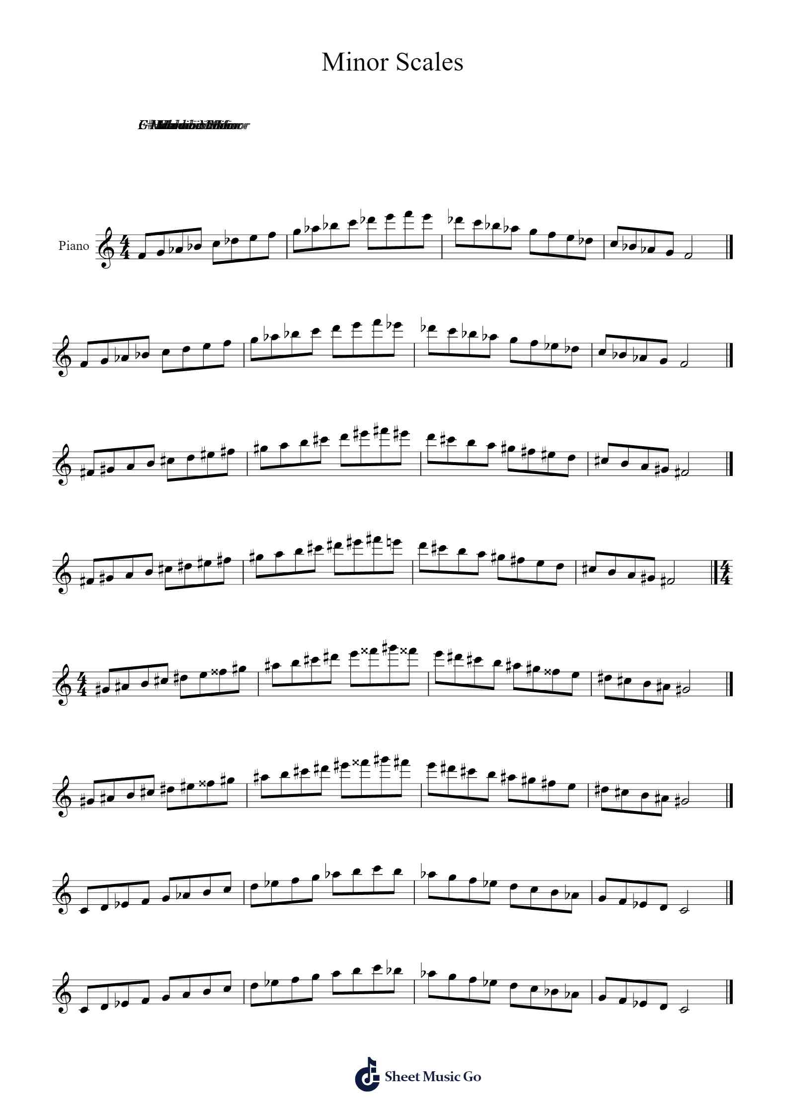 Minor Scales Sheet Music by -Arr.Joshgins Widred