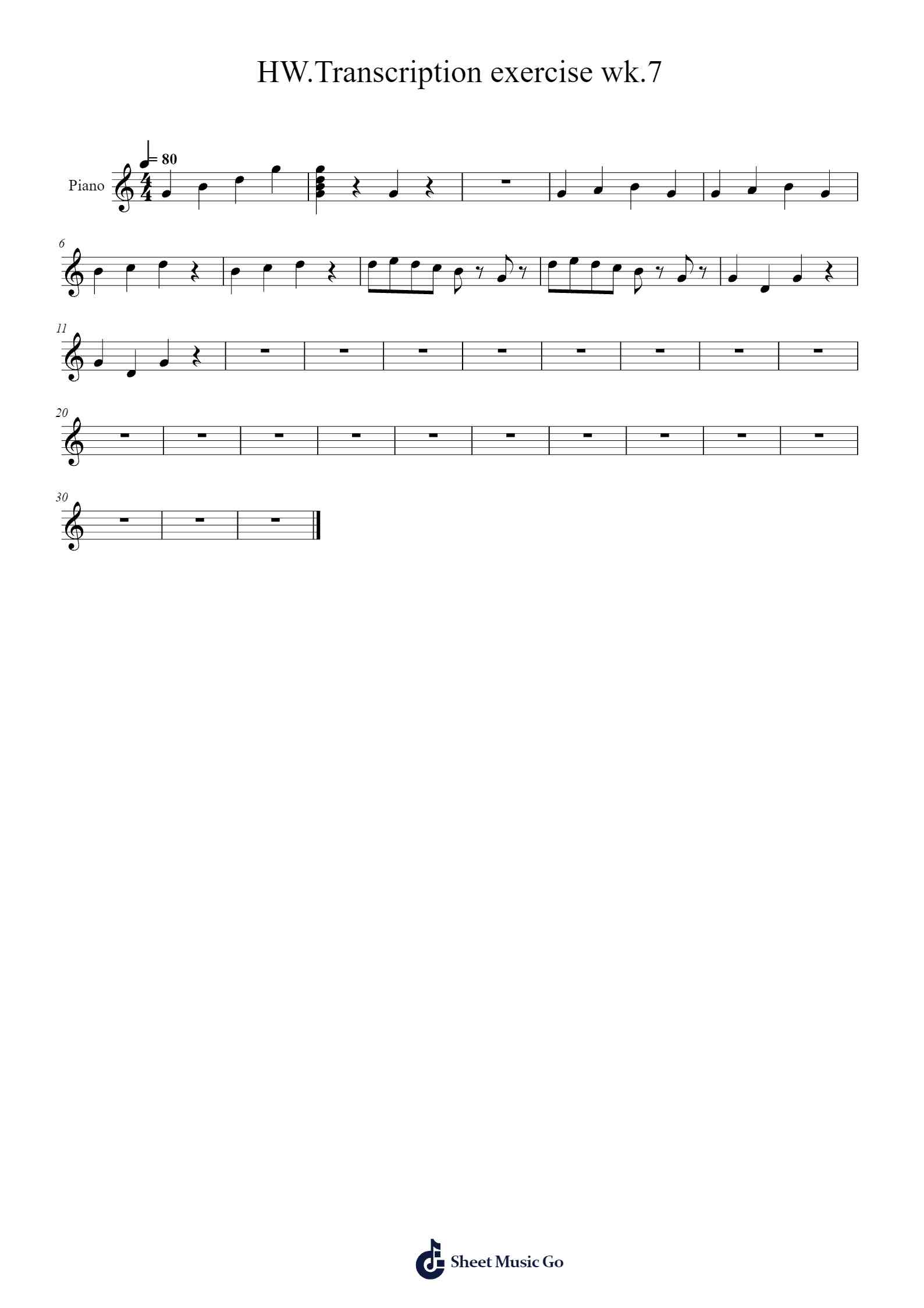 HW.Transcription exercise wk.7 Sheet Music by -Arr.Joshjean