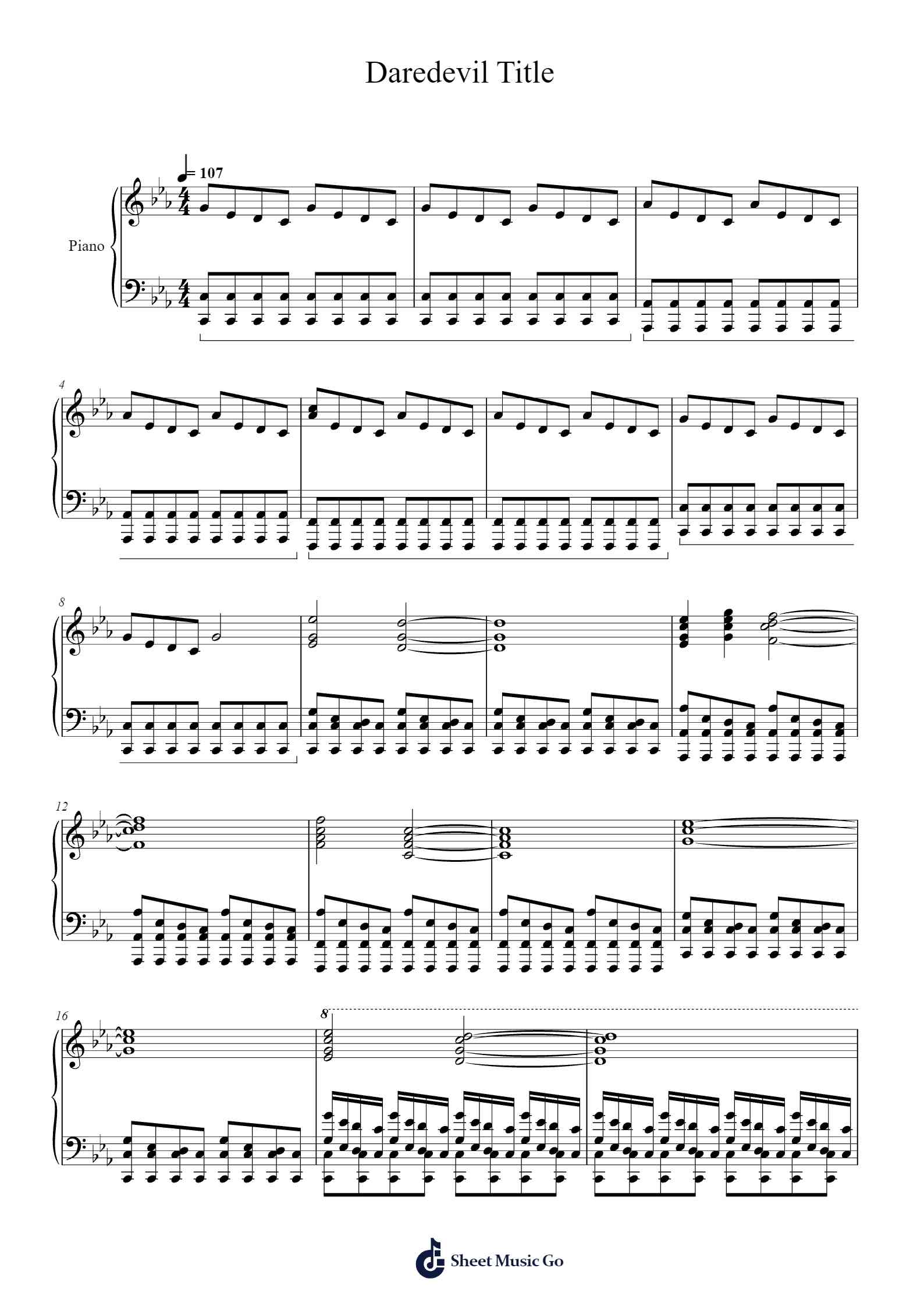 Daredevil Title Sheet Music by John Paesano-Arr.Gailmand