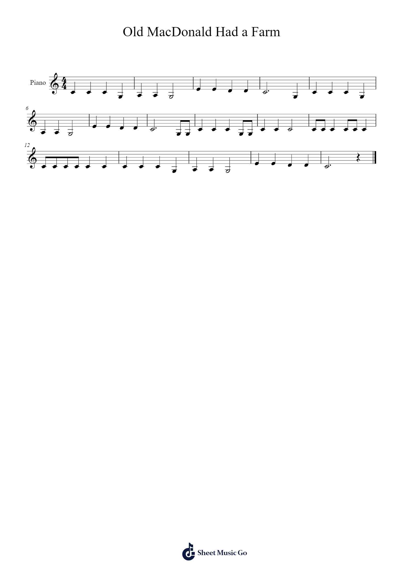 Old MacDonald Had a Farm Sheet Music by Coptle-Arr.Wattle