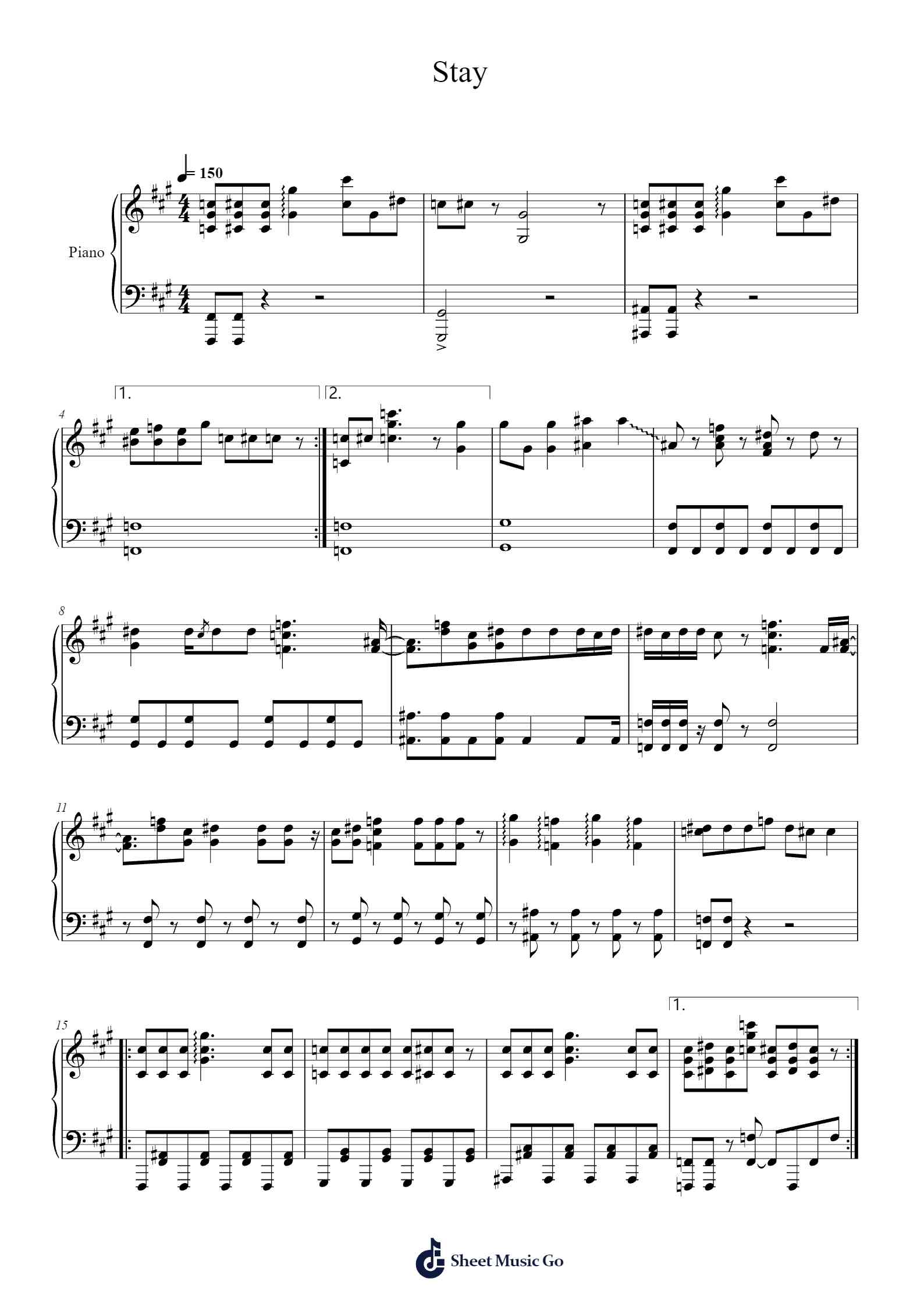 Stay Sheet Music by The Kid LAROI/Justin Bieber-Arr.Canzel