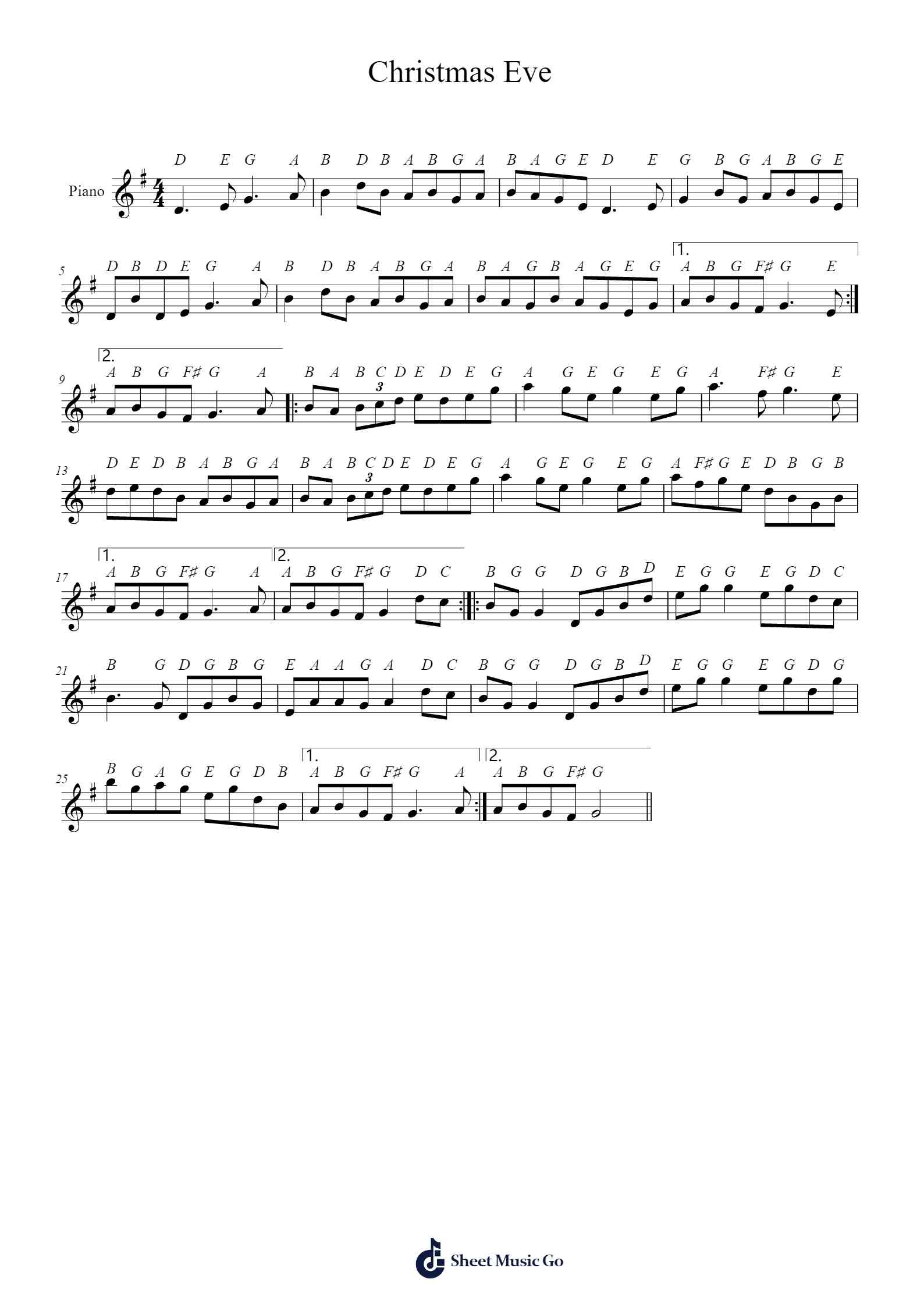 Christmas Eve Sheet Music by Werbins-Arr.Armge