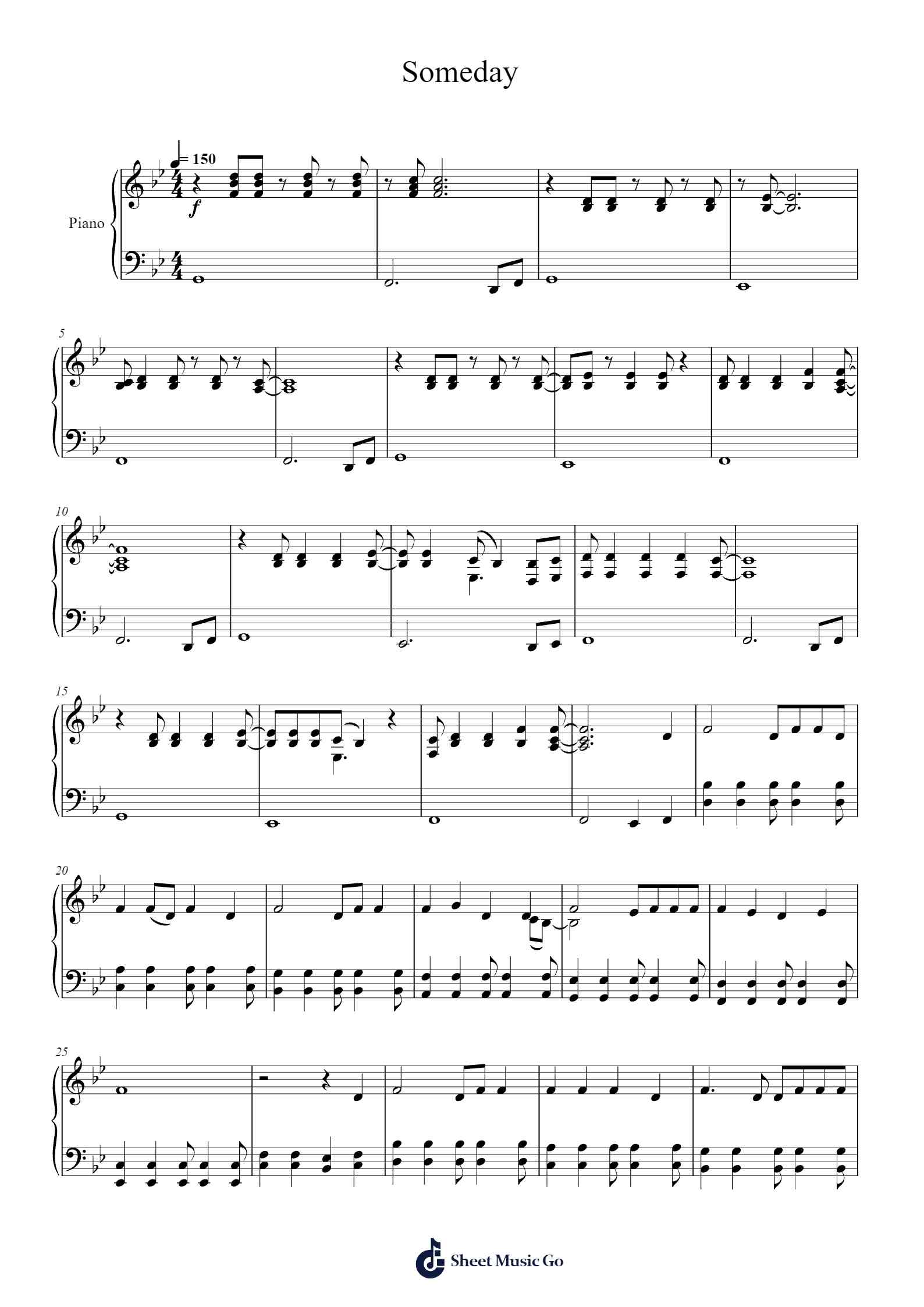 Someday Sheet Music by Sonic Underground-Arr.Yuleboyle Kingshous