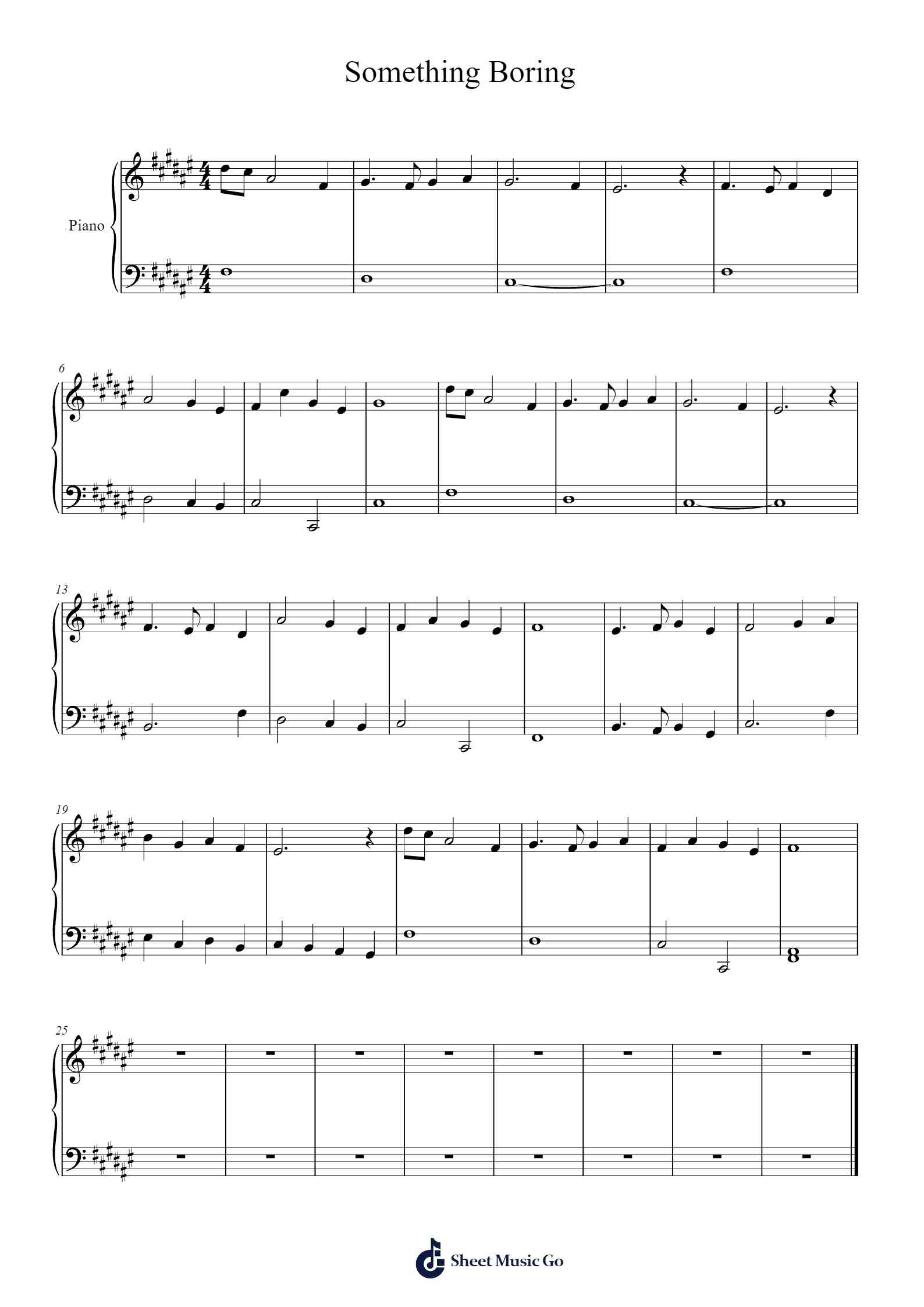 Something Boring Sheet Music by -Arr.Ossweet