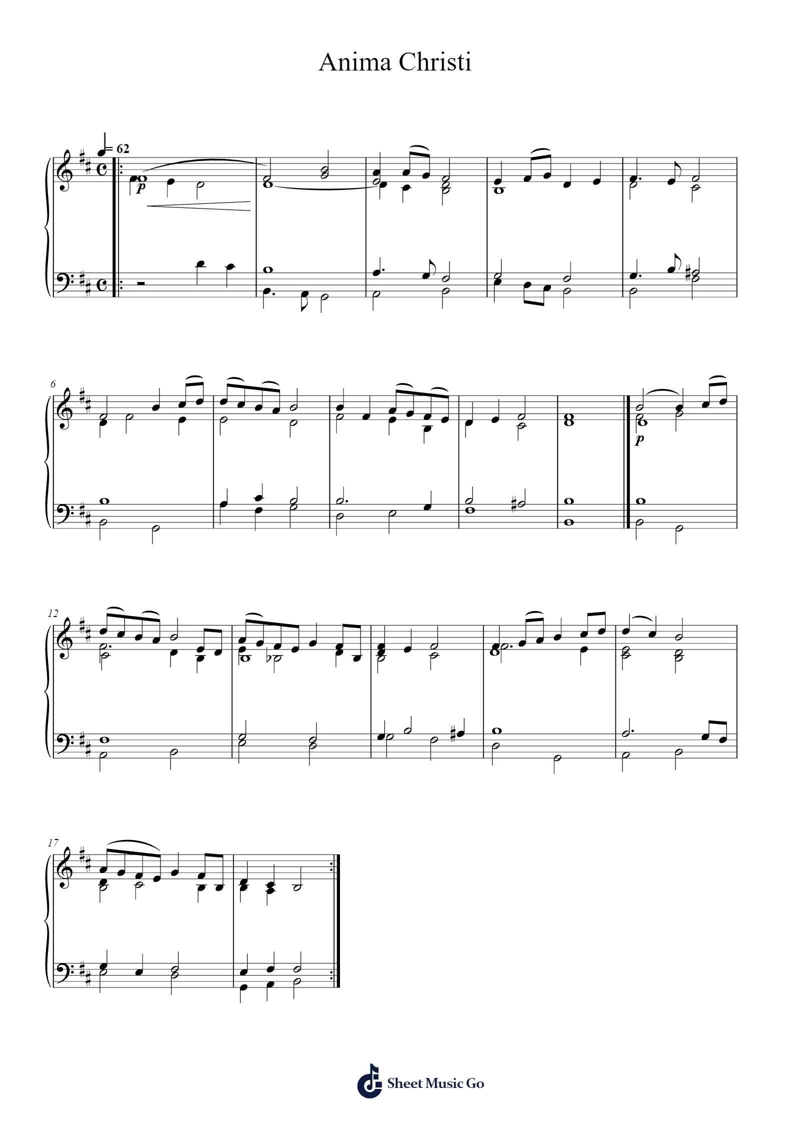 Anima Christi Sheet Music by Marco Frisina-Arr.Fesey Elroyrian