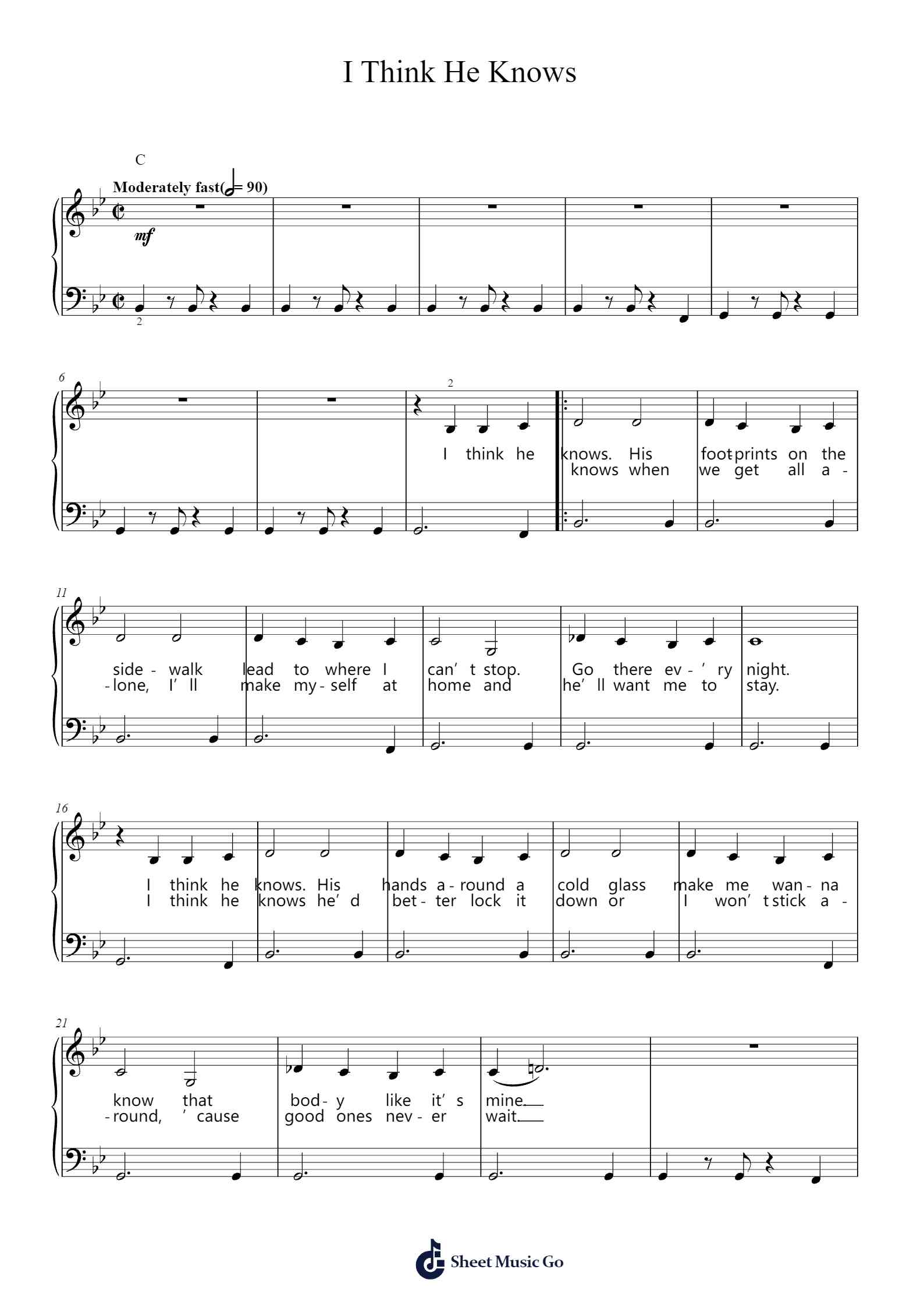 I Think He Knows Sheet Music by Taylor Swift-Arr.Pulsing