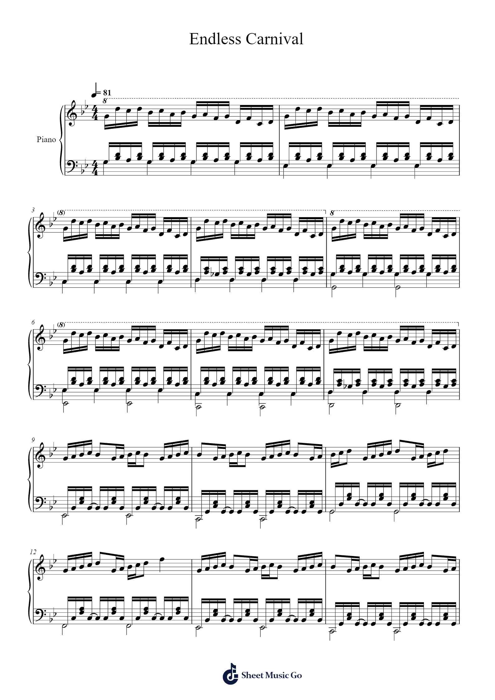 Endless Carnival Sheet Music by Mitsukiyo-Arr.Junerald