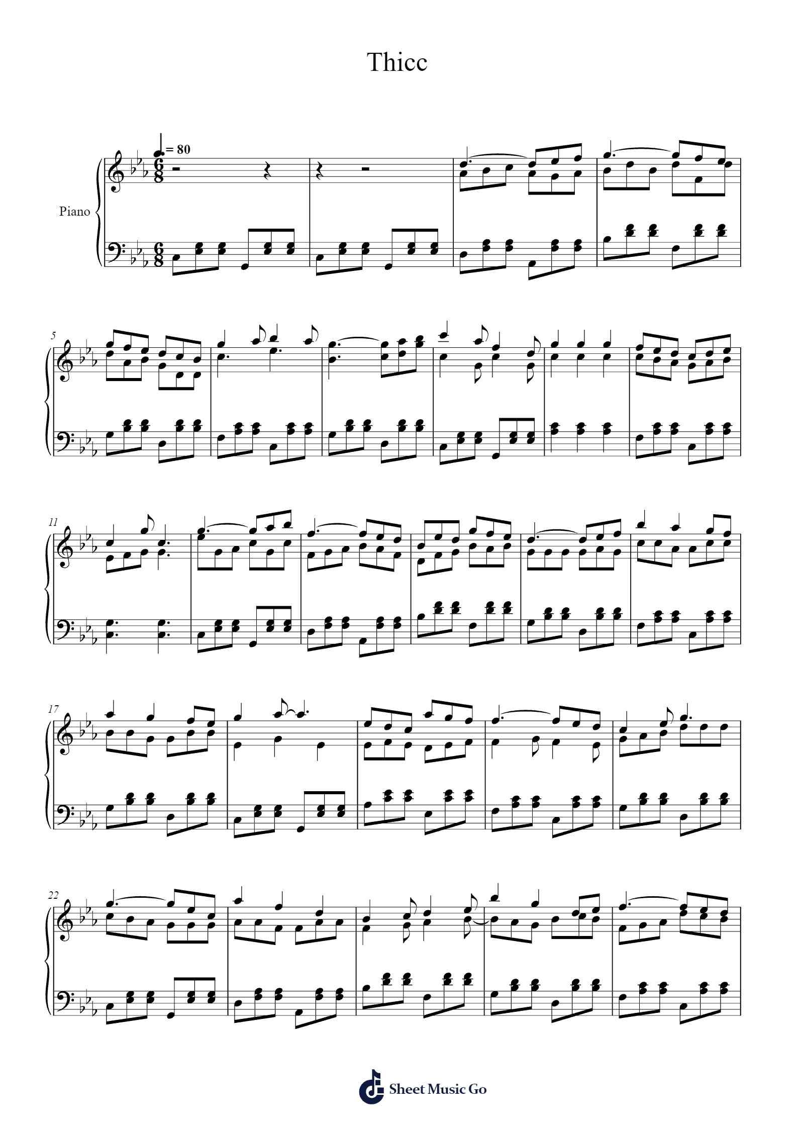 Thicc Sheet Music by Kerrlynch-Arr.Hawhe
