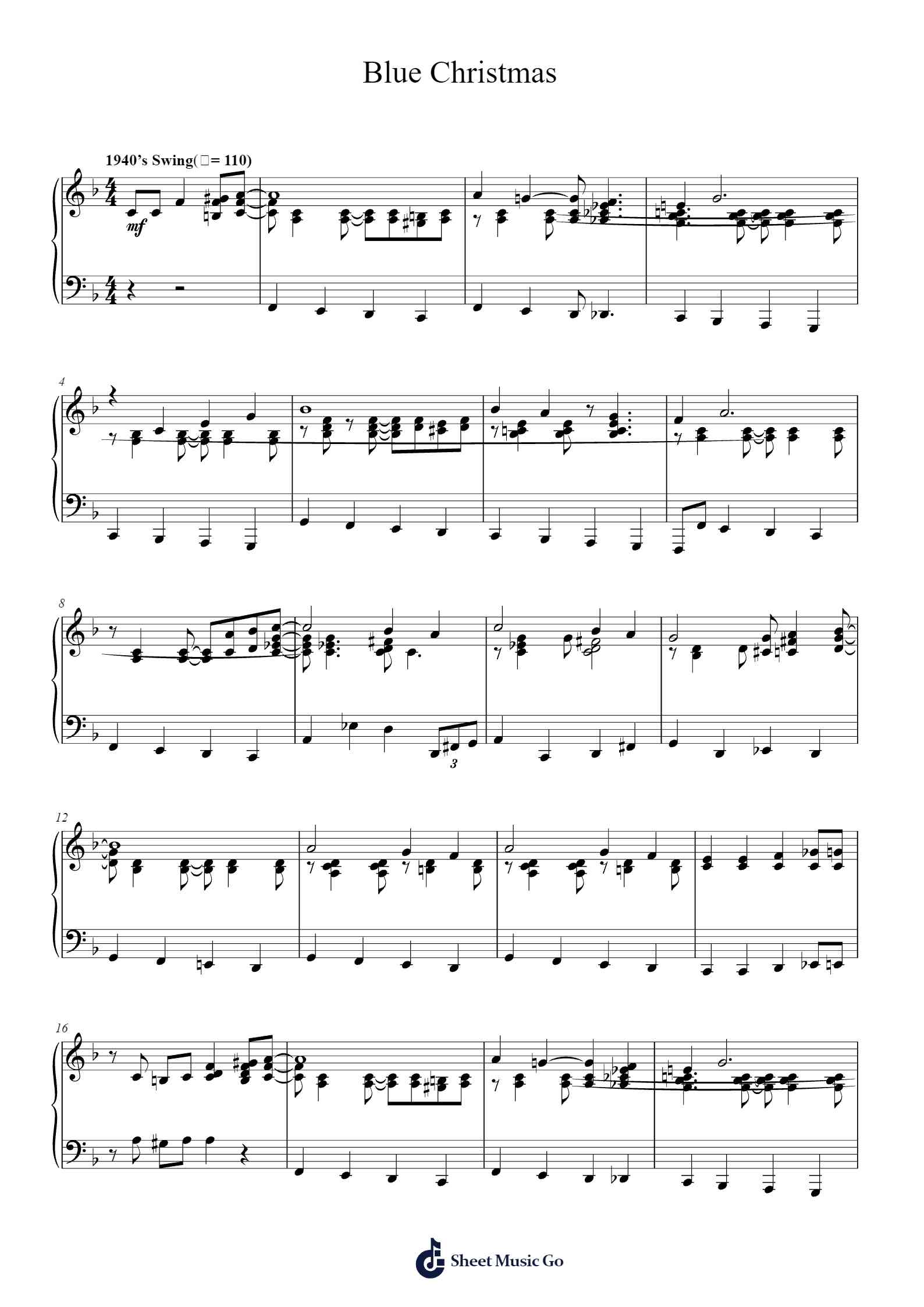 Blue Christmas Sheet Music by Elvis Presley-Arr.Odewyatt