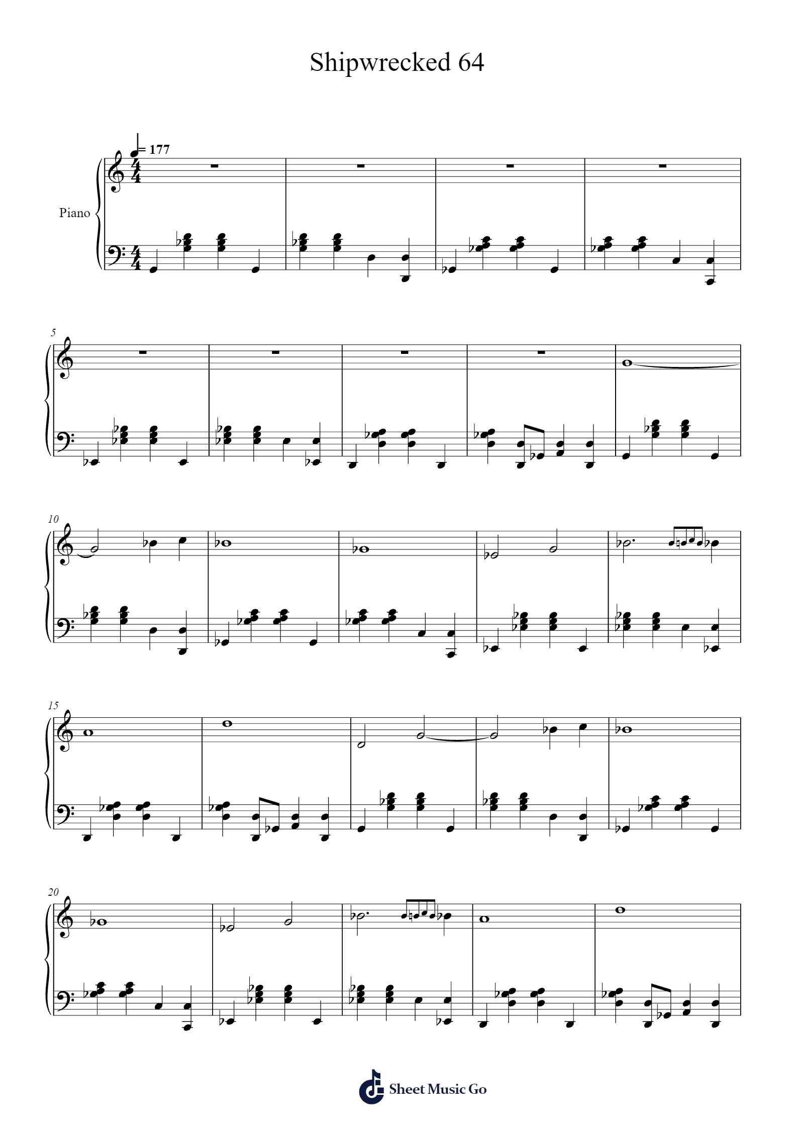 Shipwrecked 64 Sheet Music by Squeaks D'Corgeh-Arr.Springbott Fitchblume