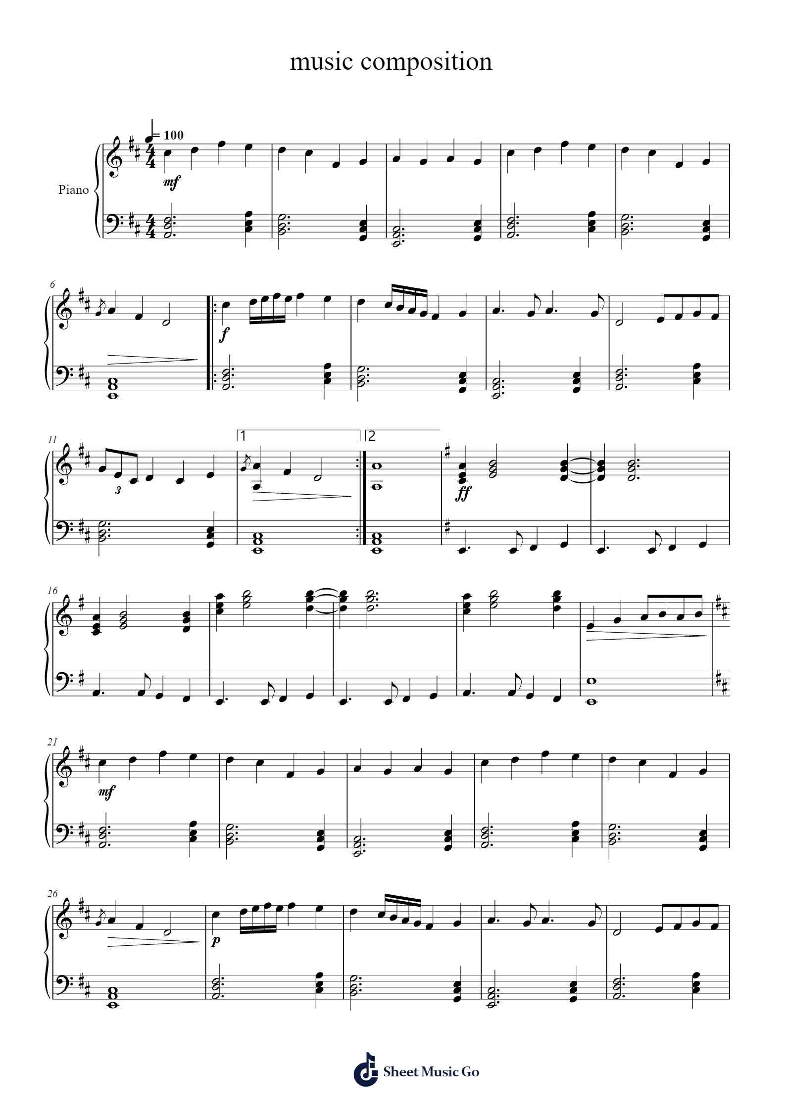 music composition Sheet Music by Stefan Dakovic-Arr.Bobpritt Kathpril