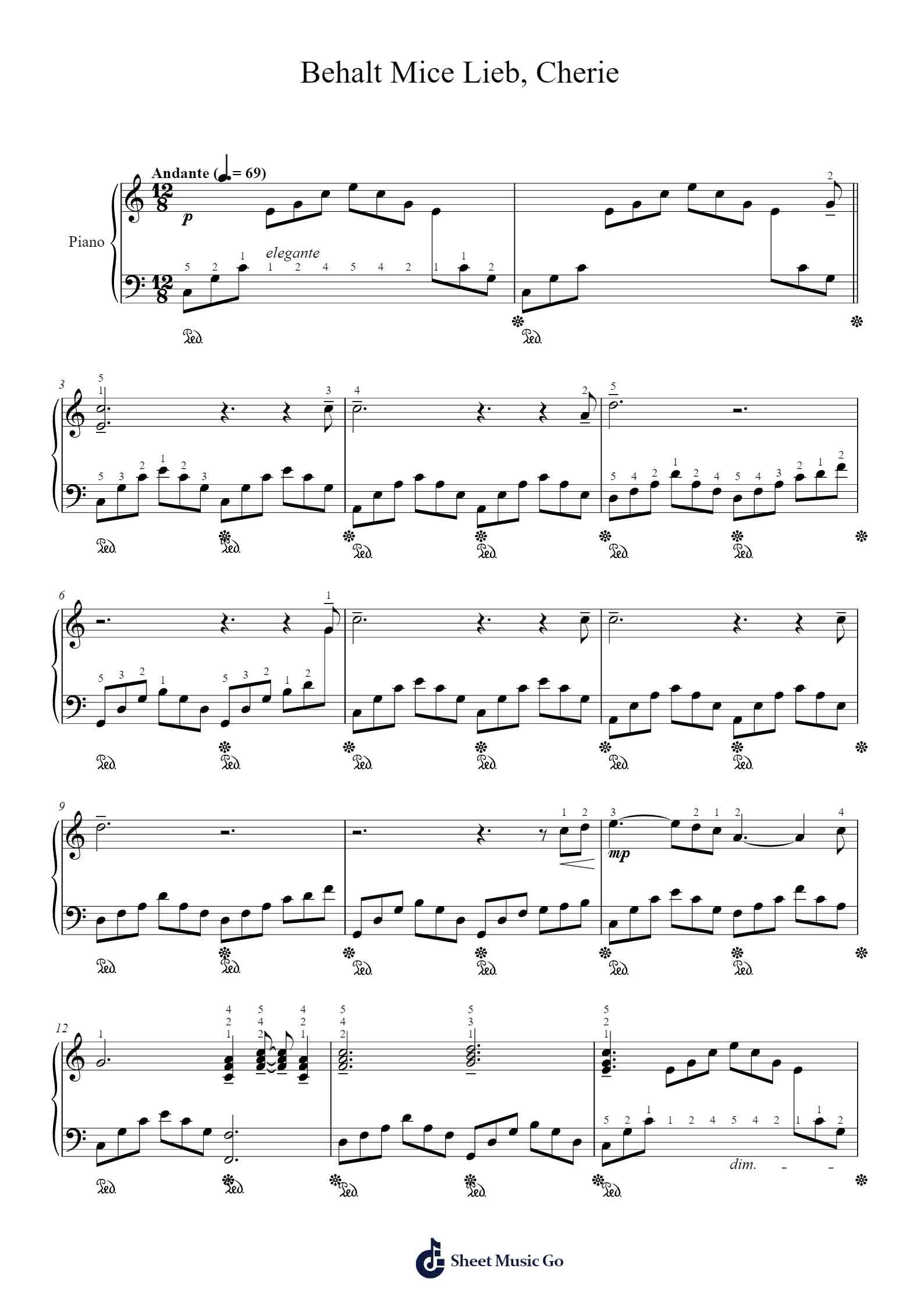 Behalt Mice Lieb, Cherie Noten von Richard Clayderman-Arr.Betrae Rooqe