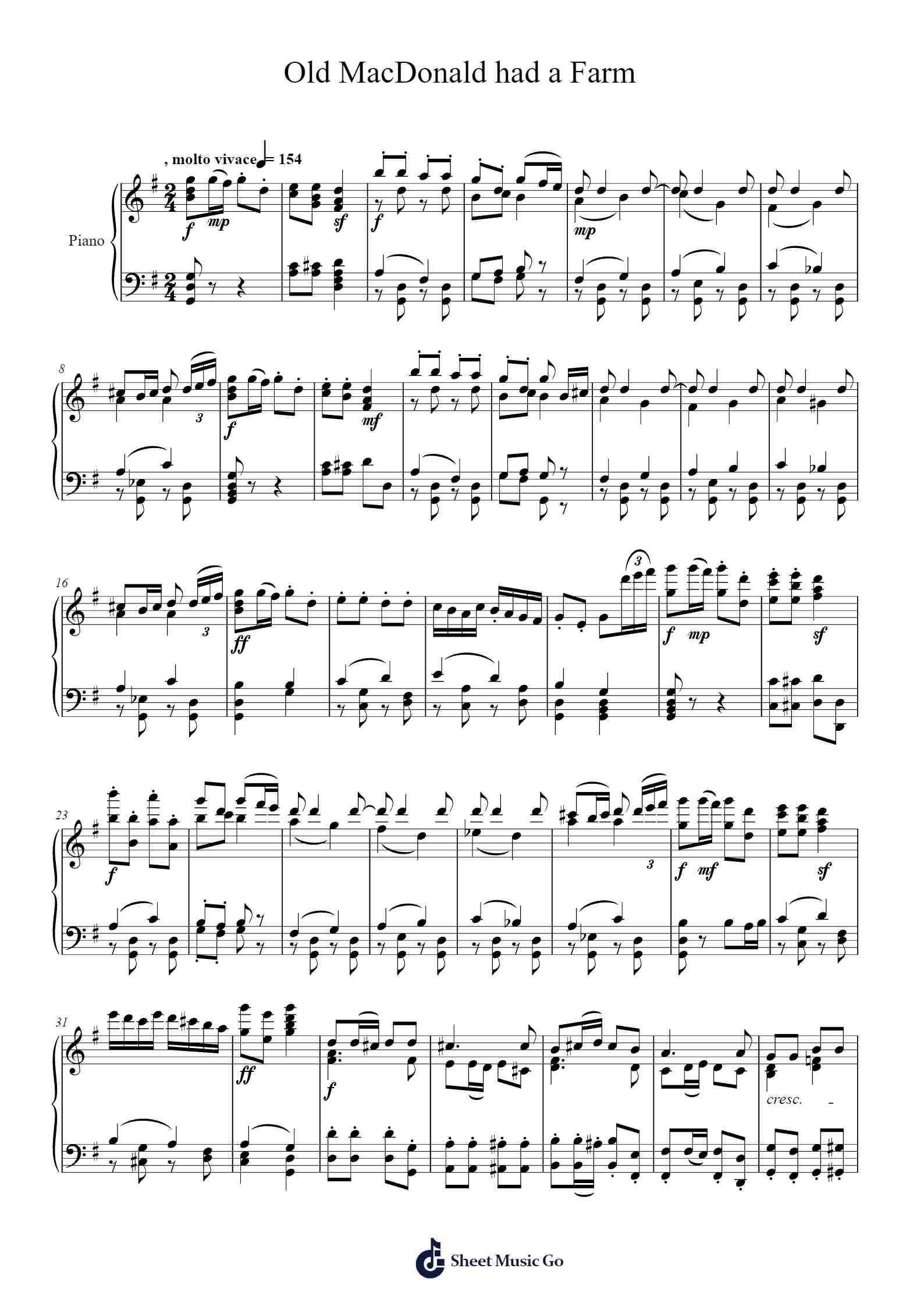 Old MacDonald had a Farm Sheet Music by SebHern02-Arr.Phillen Gillpont
