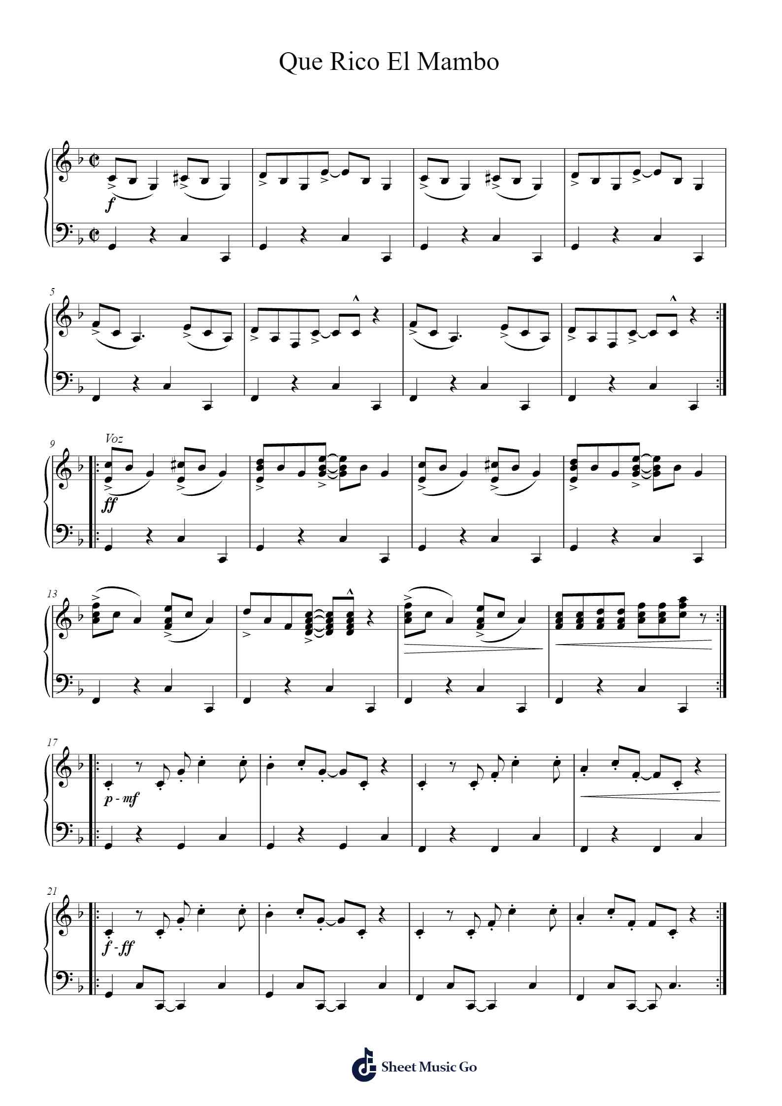 Que Rico El Mambo Partition par Perez Prado - Arr. Watblack Jackcoln