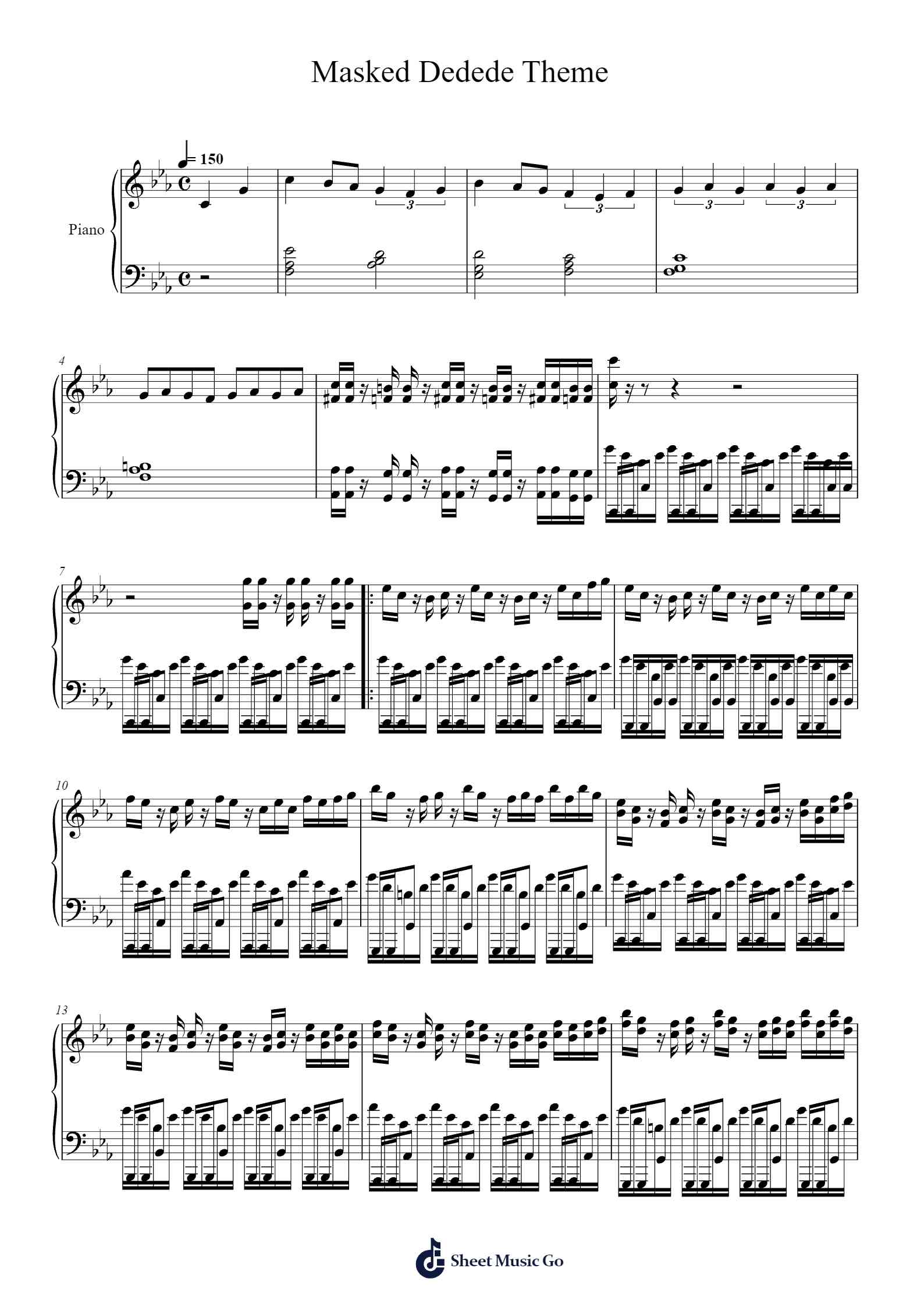 Masked Dedede Theme Sheet Music by Jun Ishikawa-Arr.Puldair