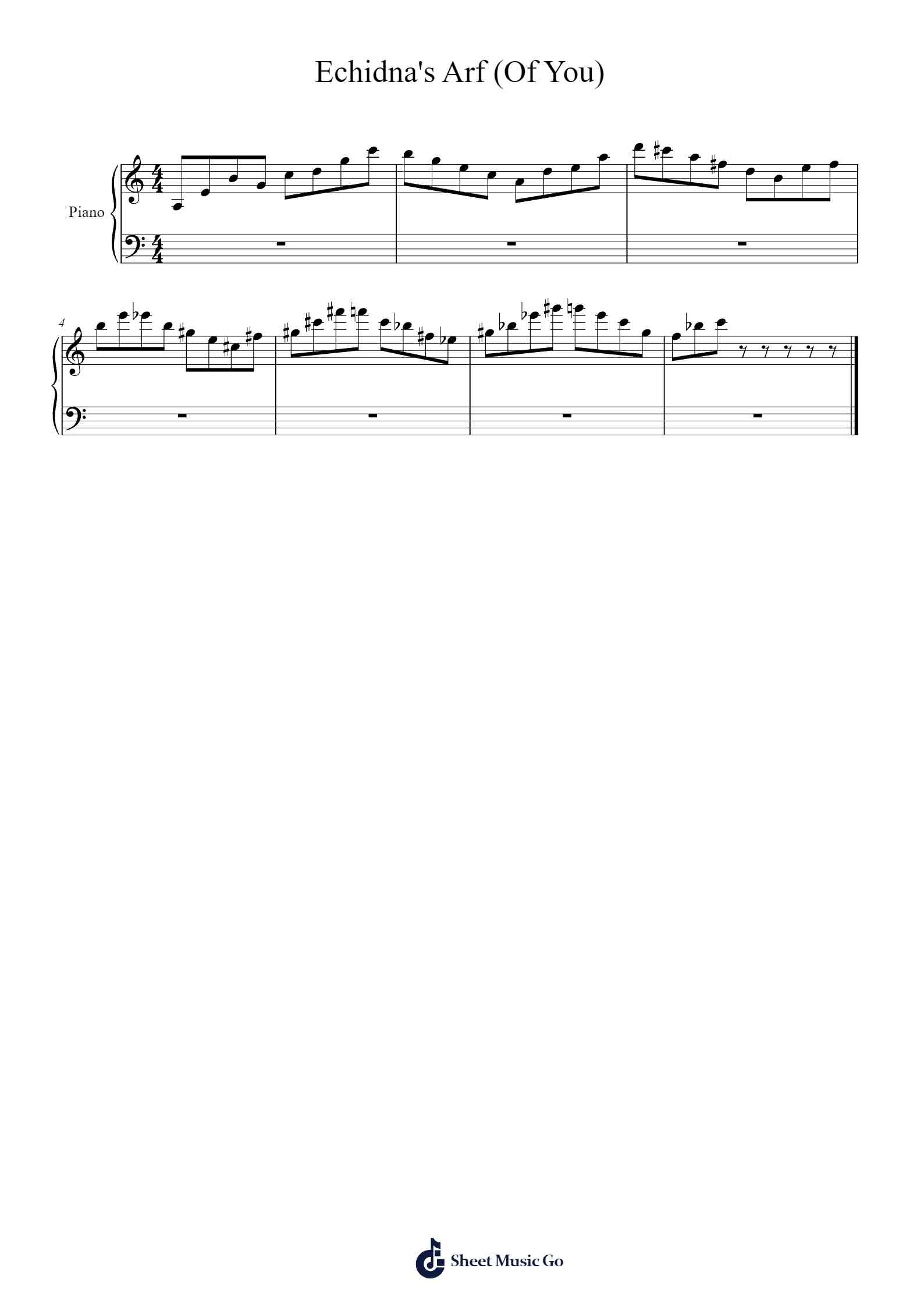 Echidna's Arf (Of You) Sheet Music by -Arr.Snowno