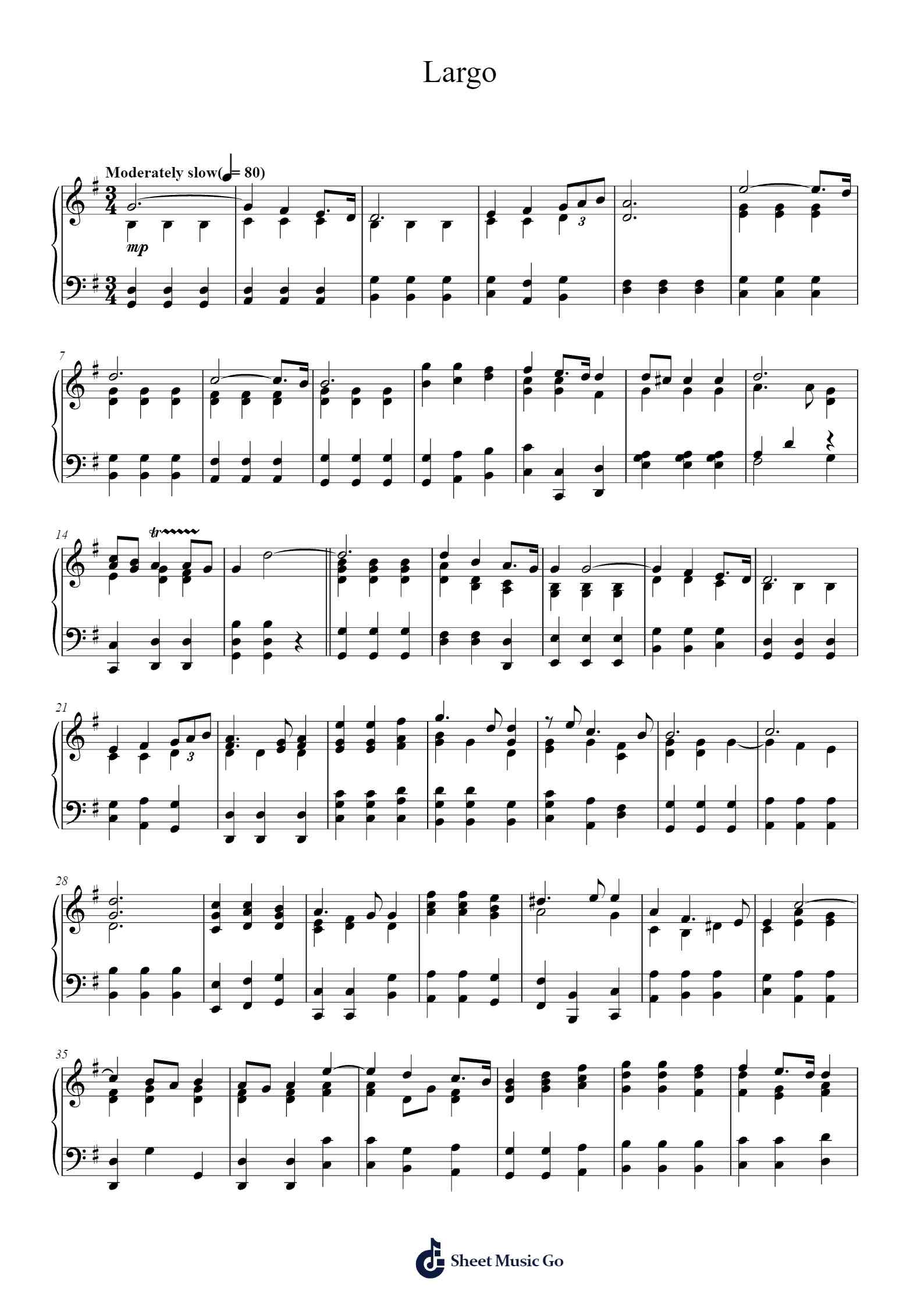 Largo Sheet Music by Georg Friedrich Händel-Arr.Cotnuel Windsia