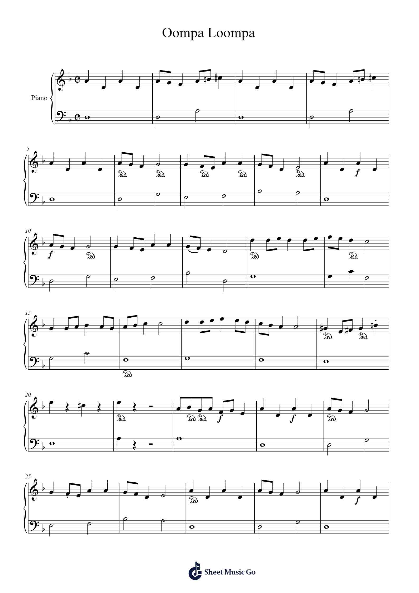 Oompa Loompa Sheet Music by Misc Soundtrack-Arr.Solin