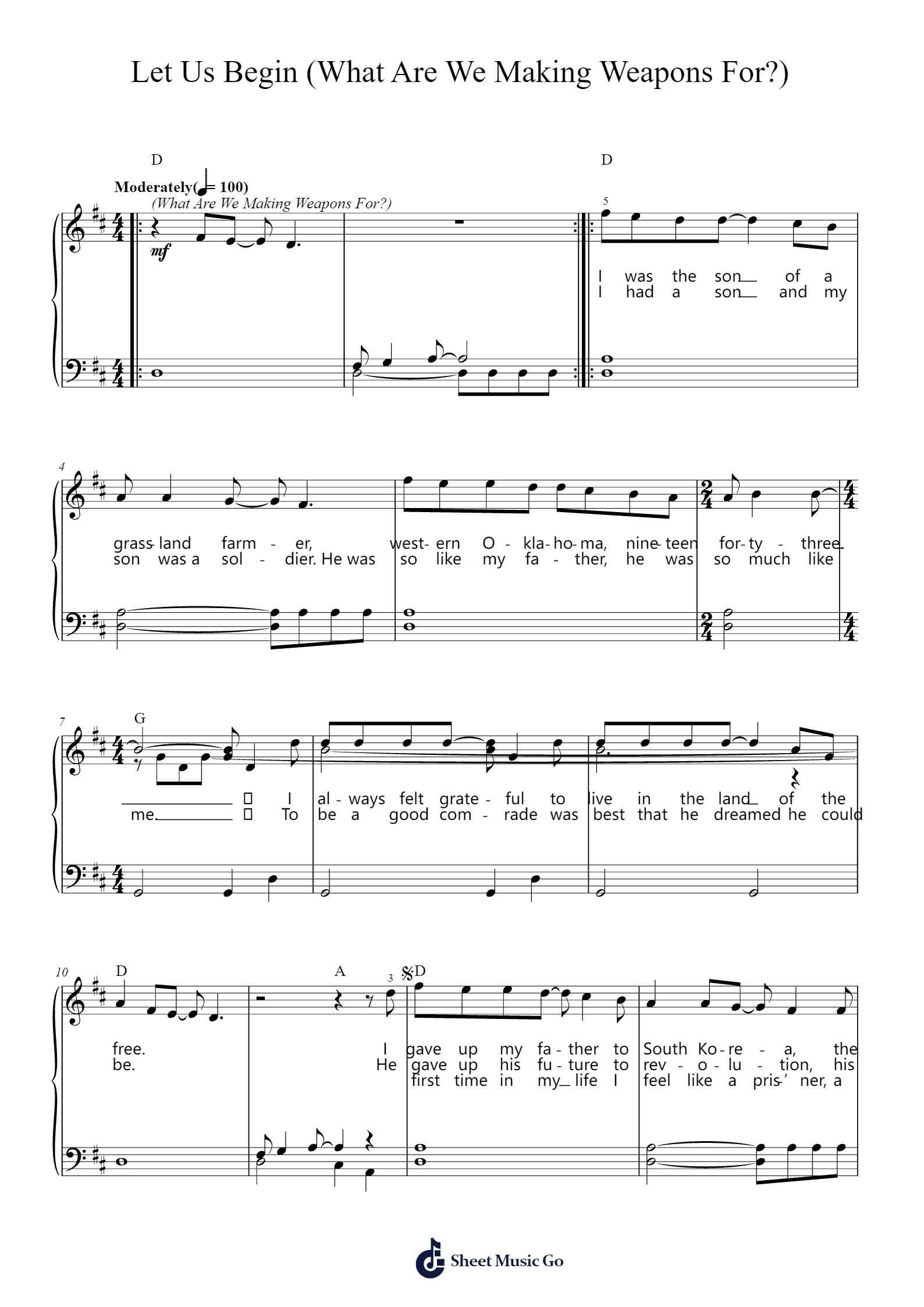Partitura de Let Us Begin (What Are We Making Weapons For?) de John ...