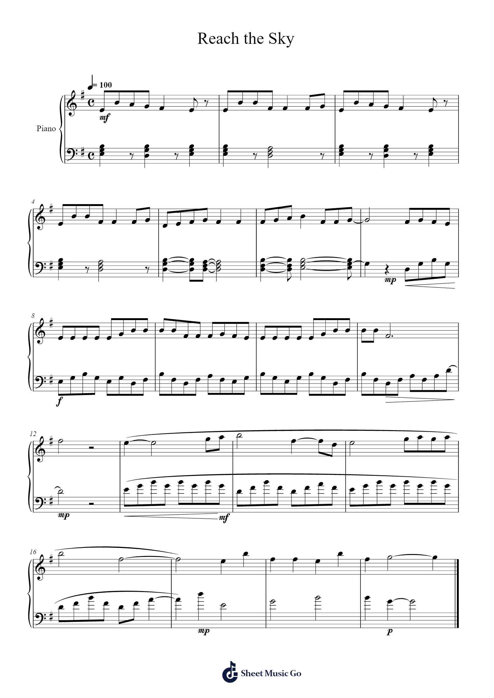 Reach the Sky Sheet Music by ASHMITA BISWAS-Arr.Malclaude