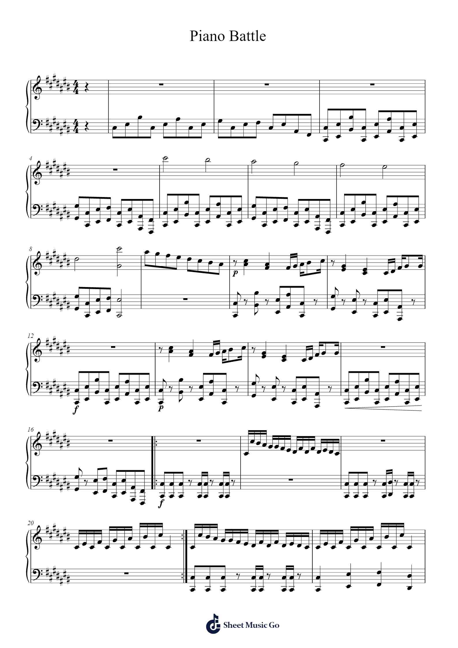 Piano Battle Sheet Music by O'Neilquinn Irwyatt-Arr.Hornker