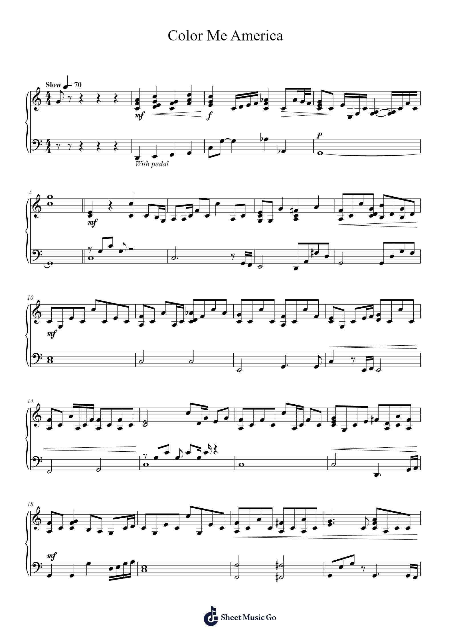 Color Me America Sheet Music by Dolly Parton-Arr.Hulclark