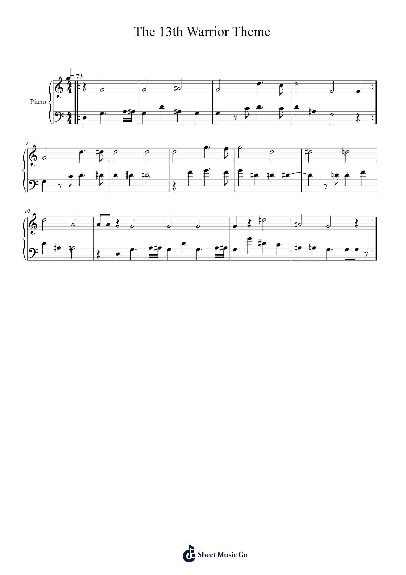 The 13th Warrior Theme Sheet Music by Jerry Goldsmith-Arr.Franfield ...