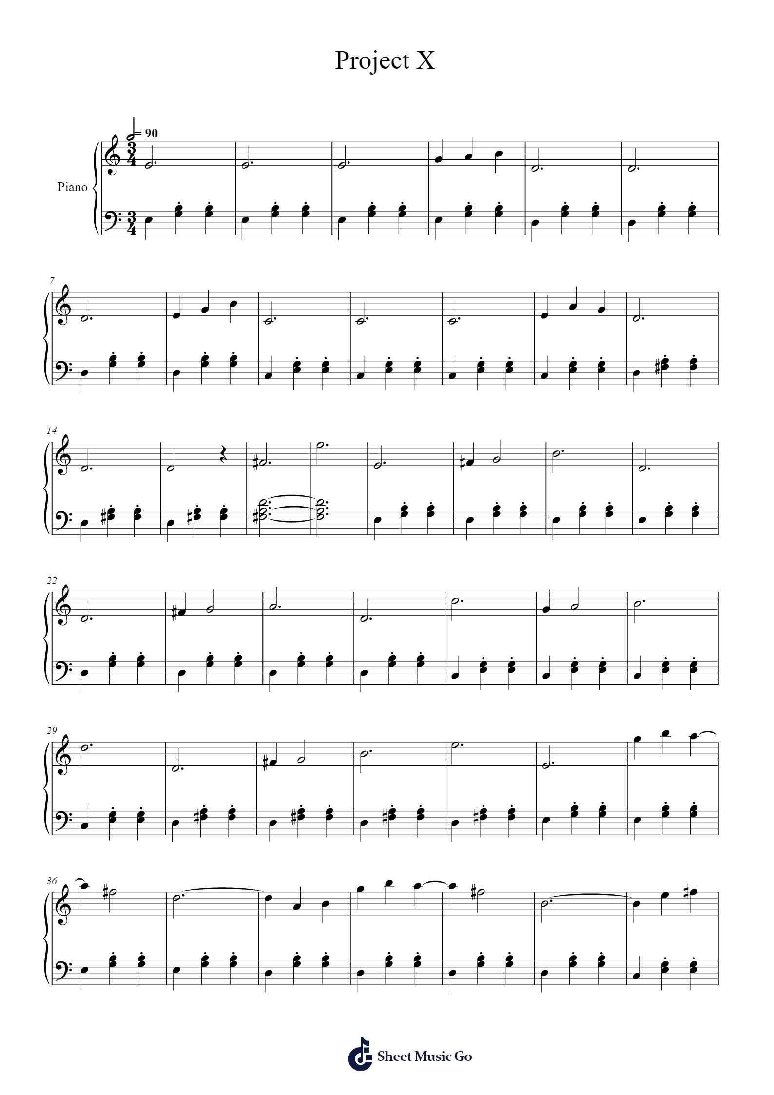 Project X Sheet Music by buggybutterfly-Arr.Zimgus Jackfred
