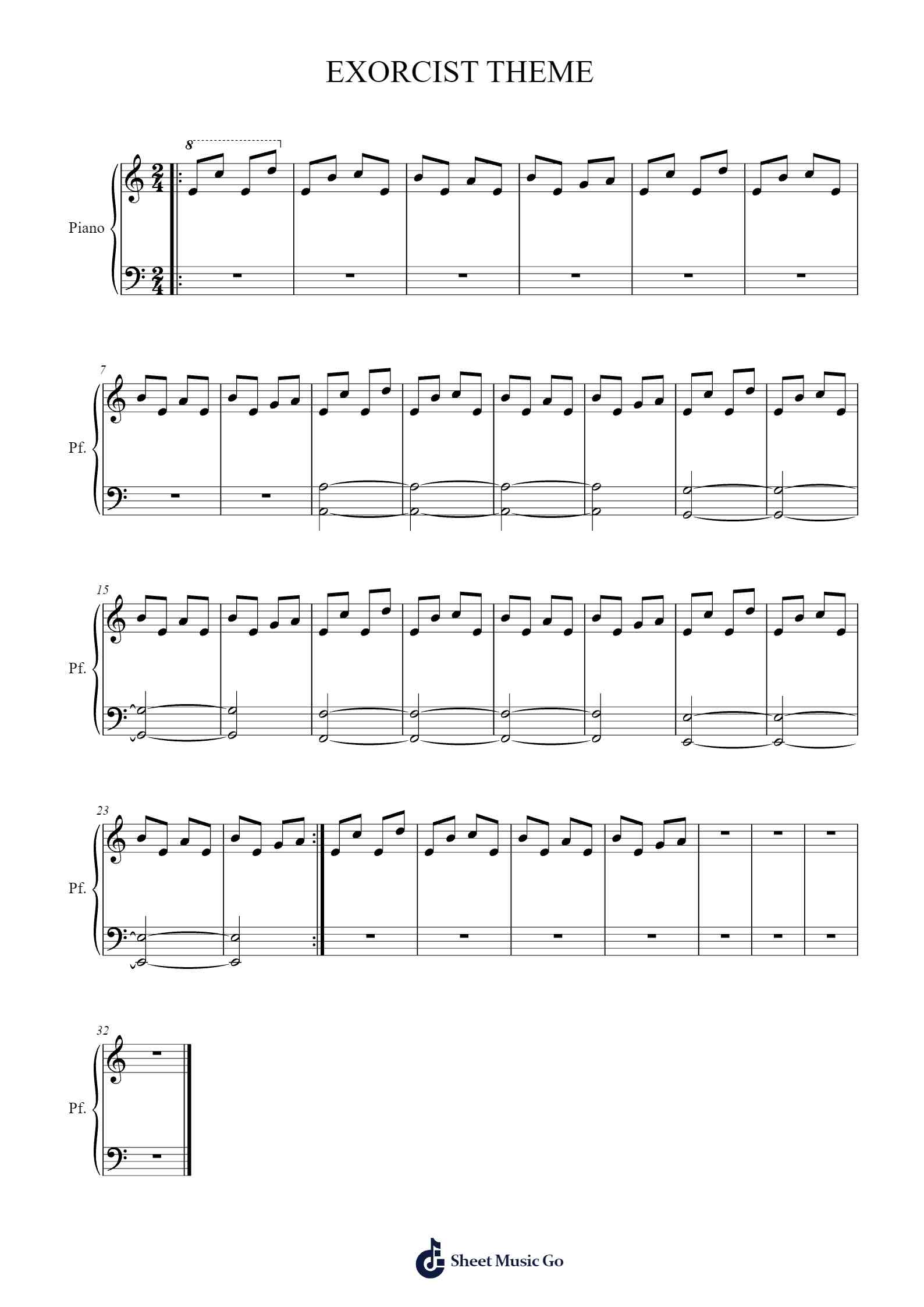 EXORCIST THEME Sheet Music by -Arr.Drylie