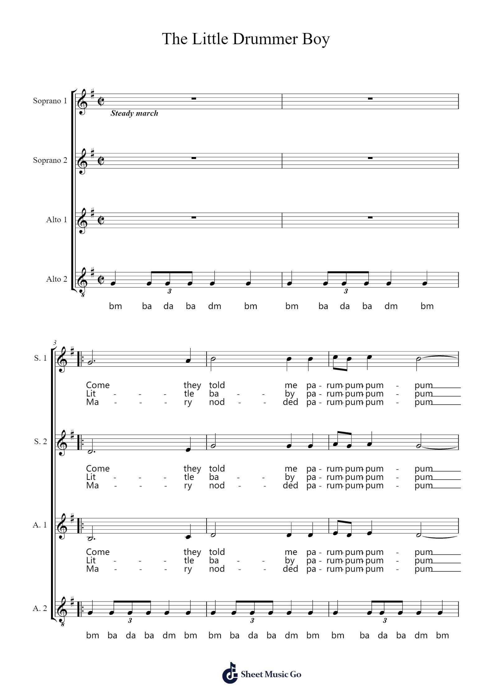 The Little Drummer Boy Partition par Katherine Kennicott Davis - Arr ...