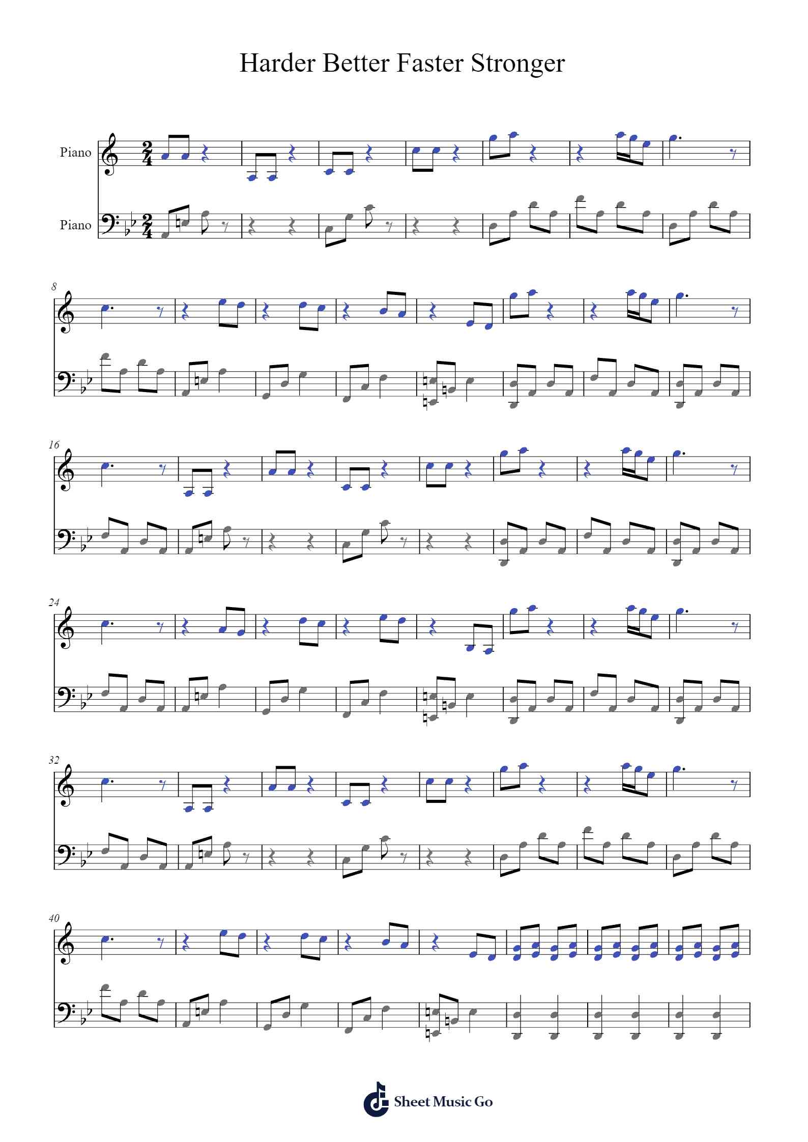 Harder Better Faster Stronger Sheet Music by Daft Punk-Arr.Yorkkim