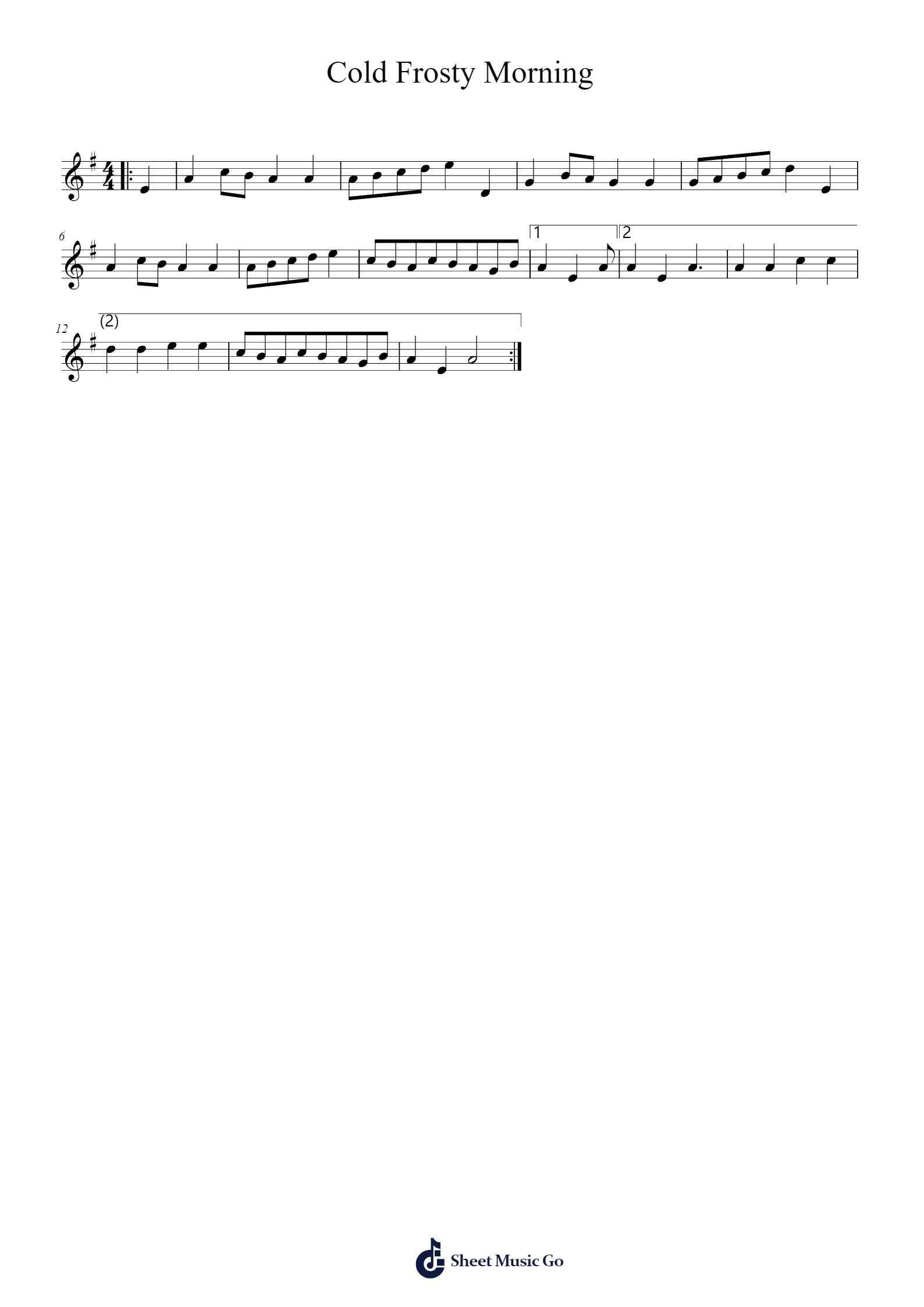 Cold Frosty Morning Sheet Music by -Arr.Milllas