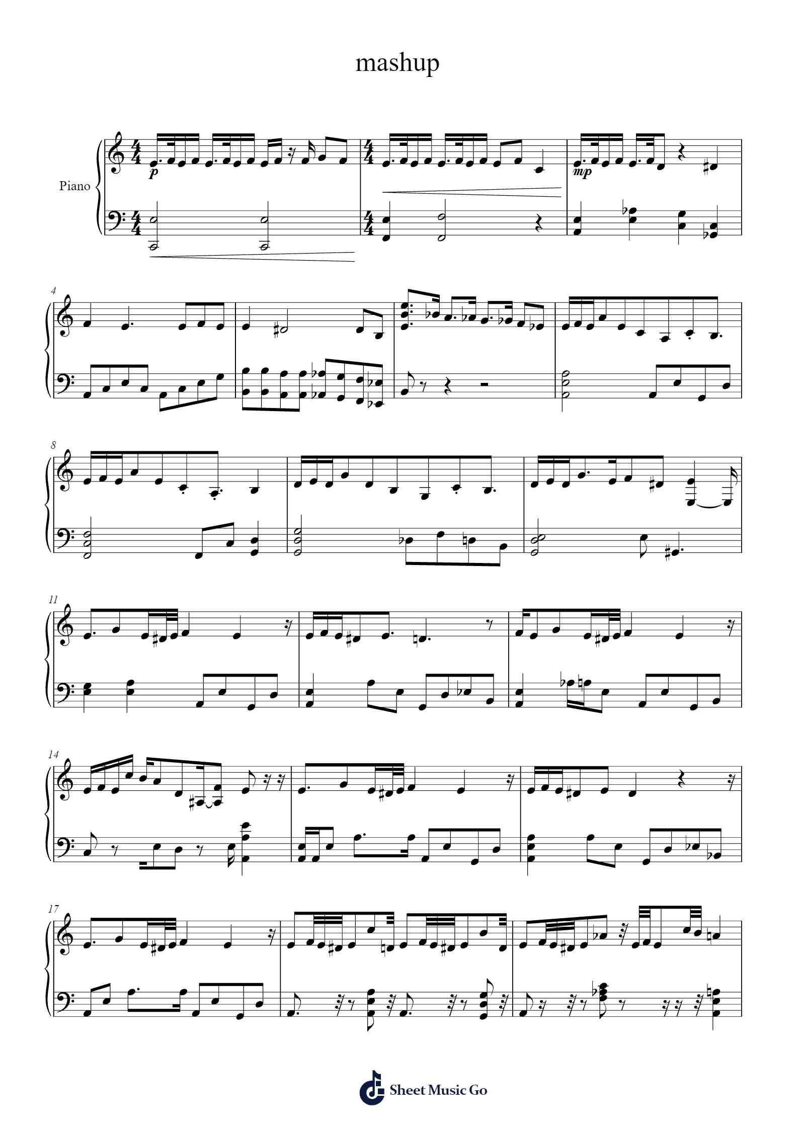 mashup Sheet Music by -Arr.Rusmike Hudje