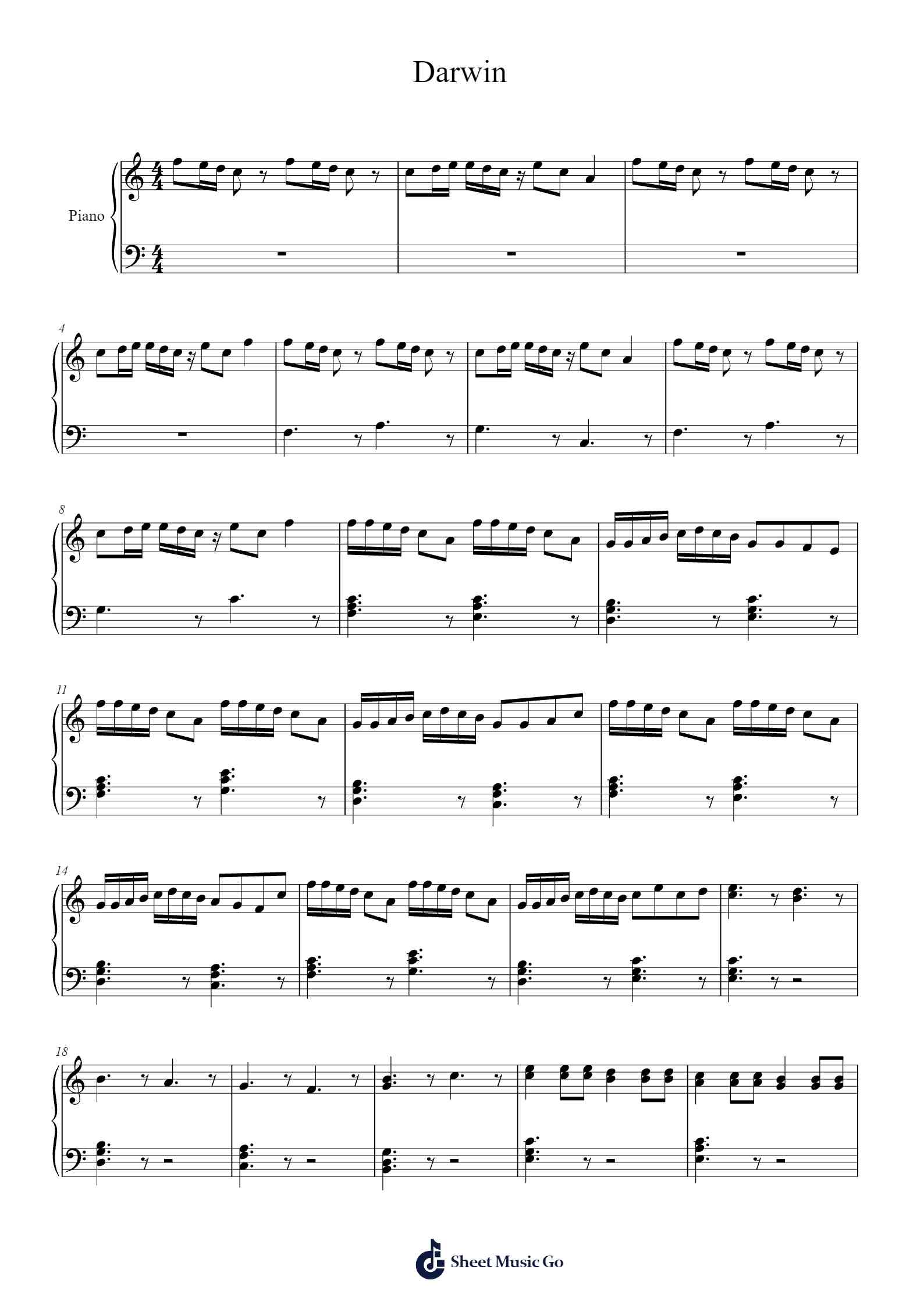 Darwin Sheet Music by Elena-Arr.Halemorse