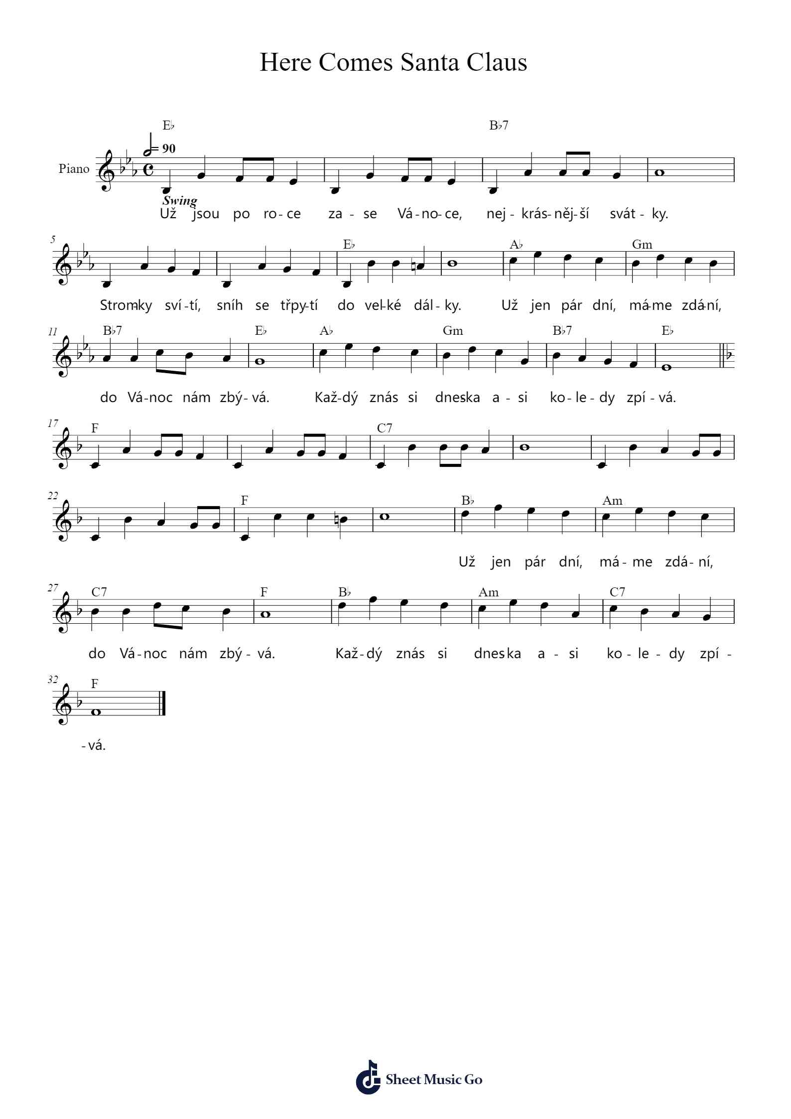 Here Comes Santa Claus Sheet Music by Gene Autry-Arr.Osnest Araliam