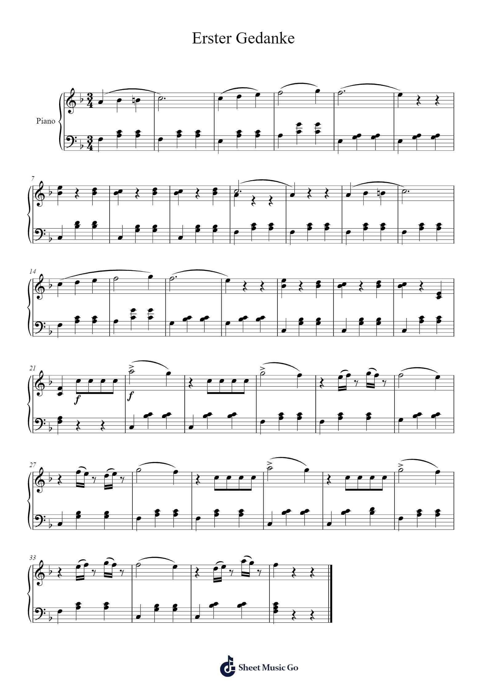 Partitura de Erster Gedanke de Johann Strauss Jr. - Arreglada por ...